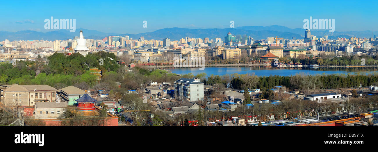 Beijing architecture and city skyline in the morning with blue sky ...