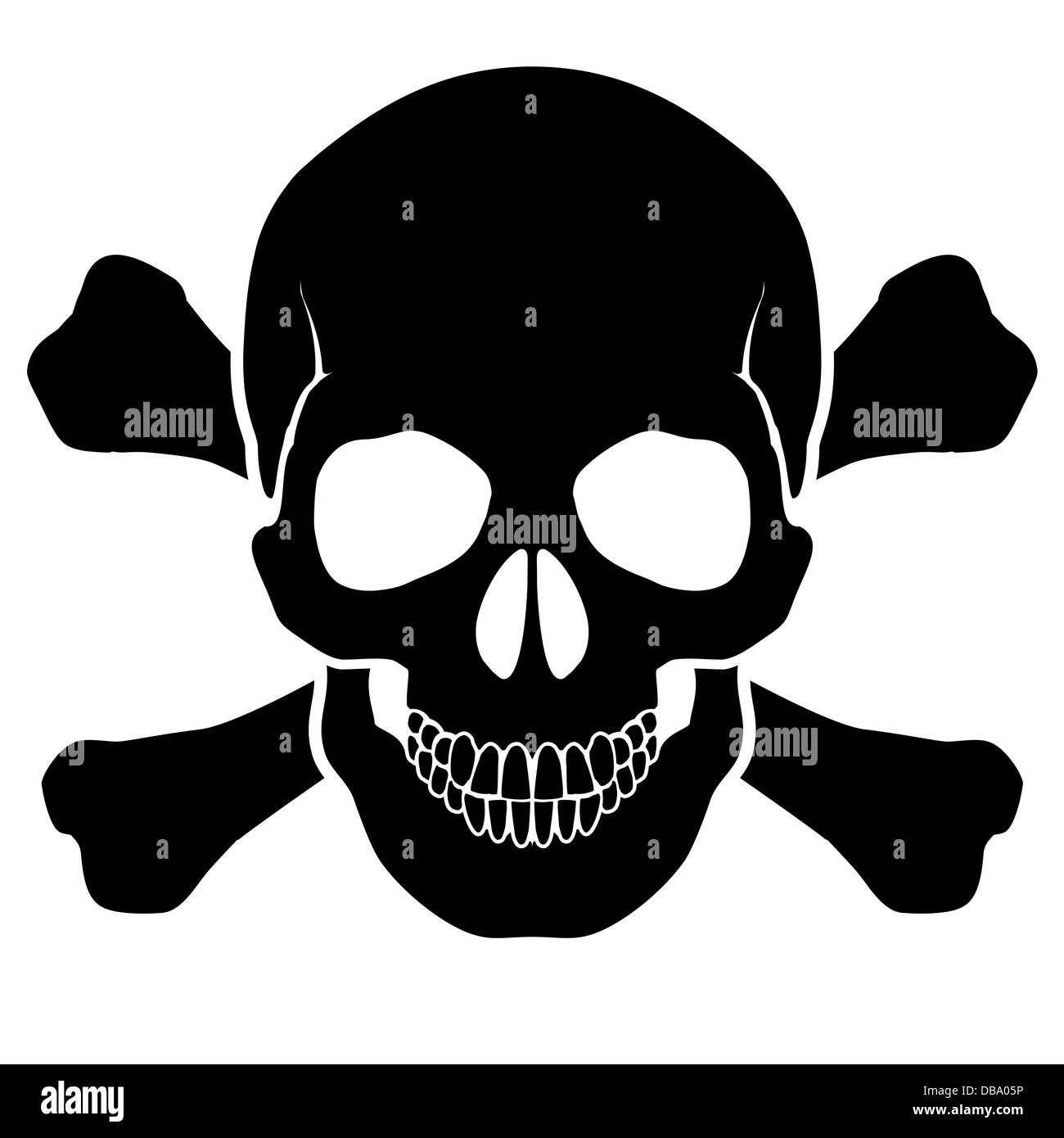 Skull bones mark danger warning Black and White Stock Photos & Images ...