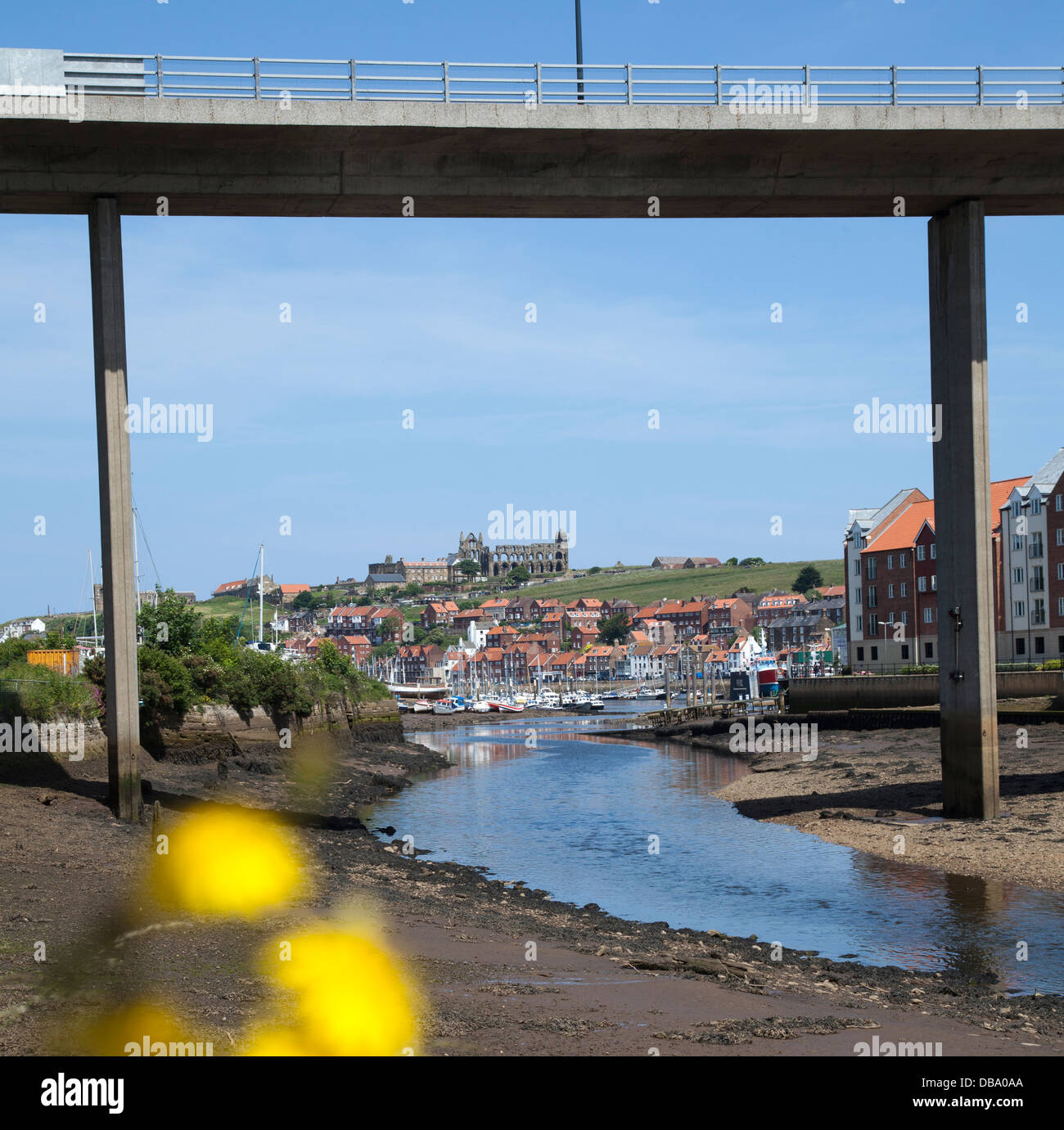 Whitby river Esk harbour Abbey Stock Photo - Alamy