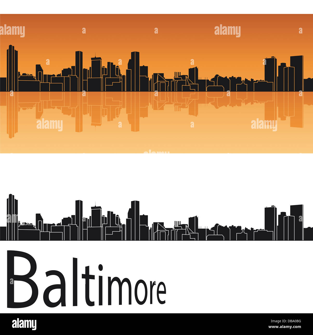 Baltimore skyline in orange background Stock Photo - Alamy