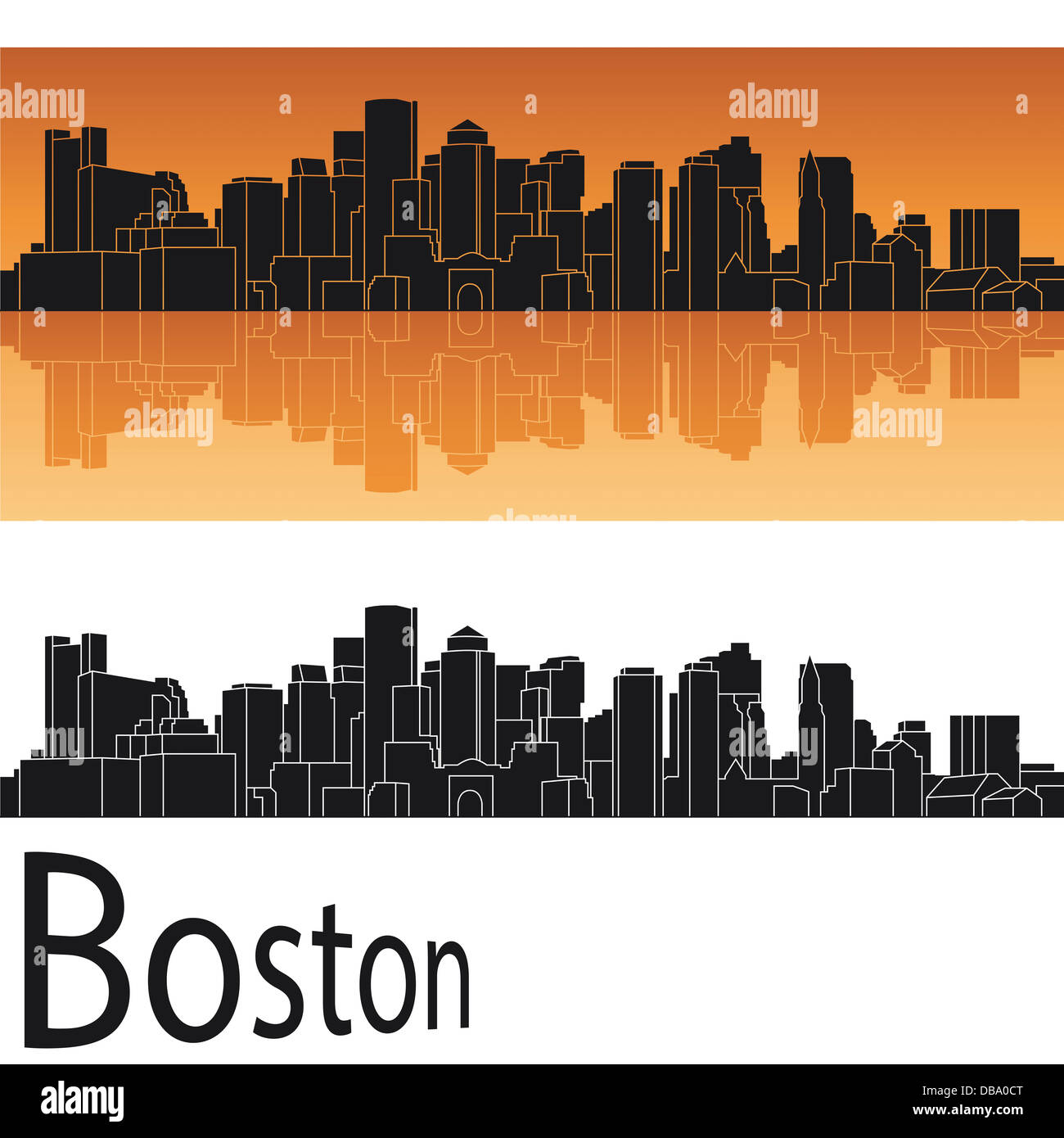 Boston skyline in orange background Stock Photo - Alamy