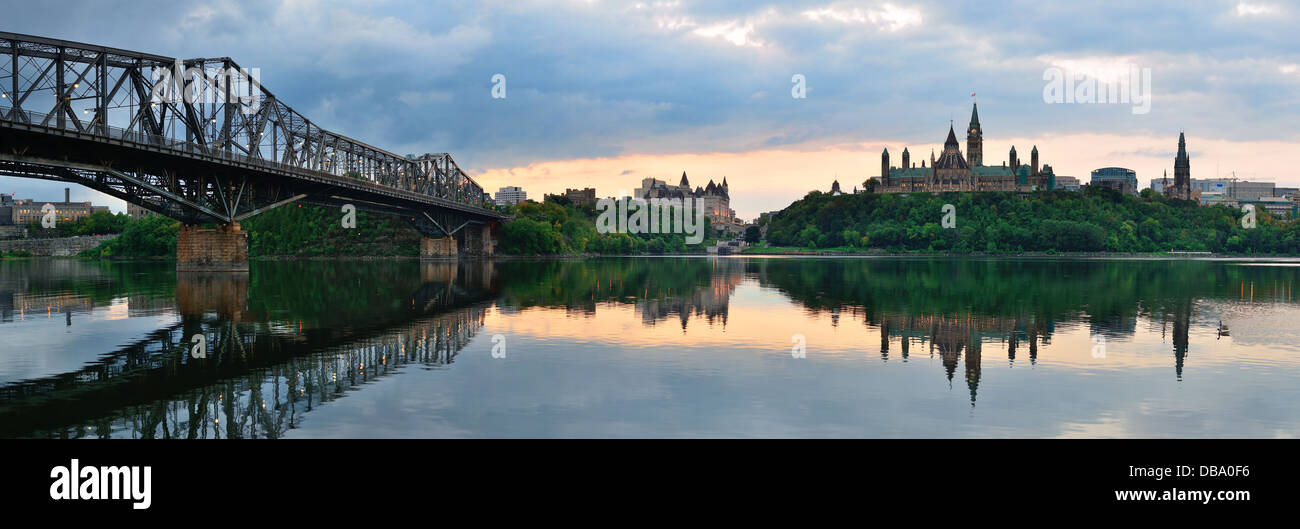 Ottawa city skyline panorama at sunrise in the morning over river with ...