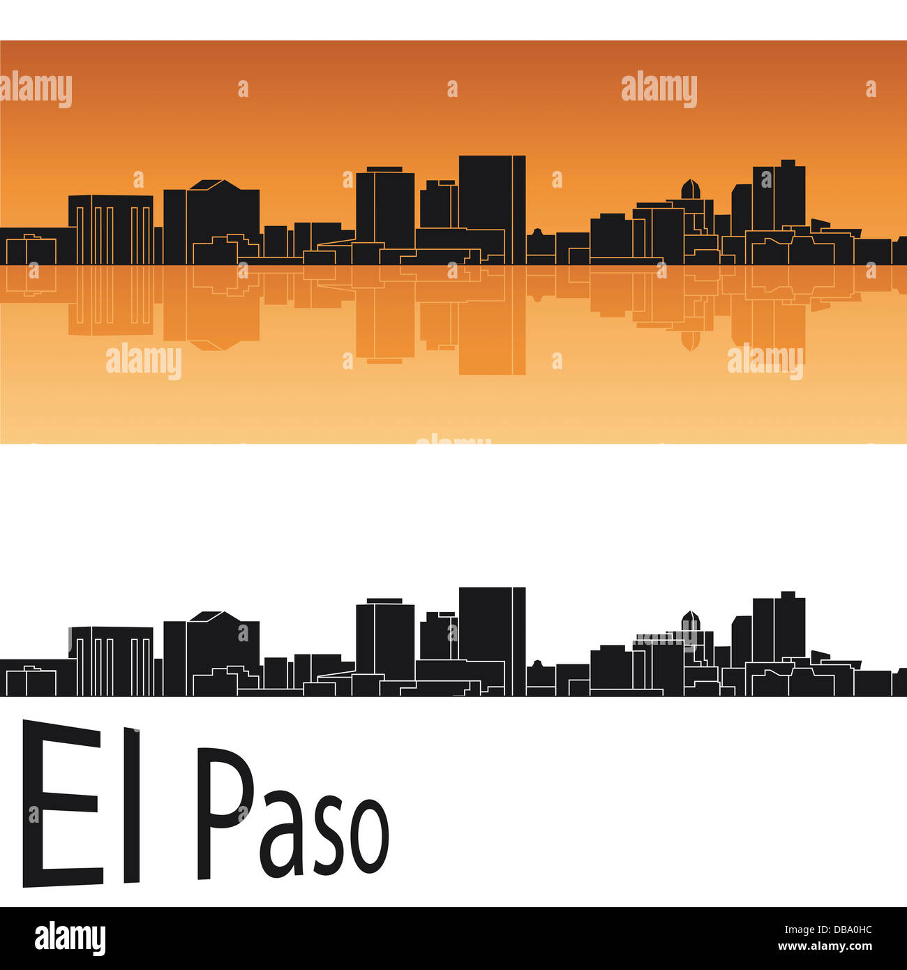 El Paso skyline in orange background Stock Photo - Alamy