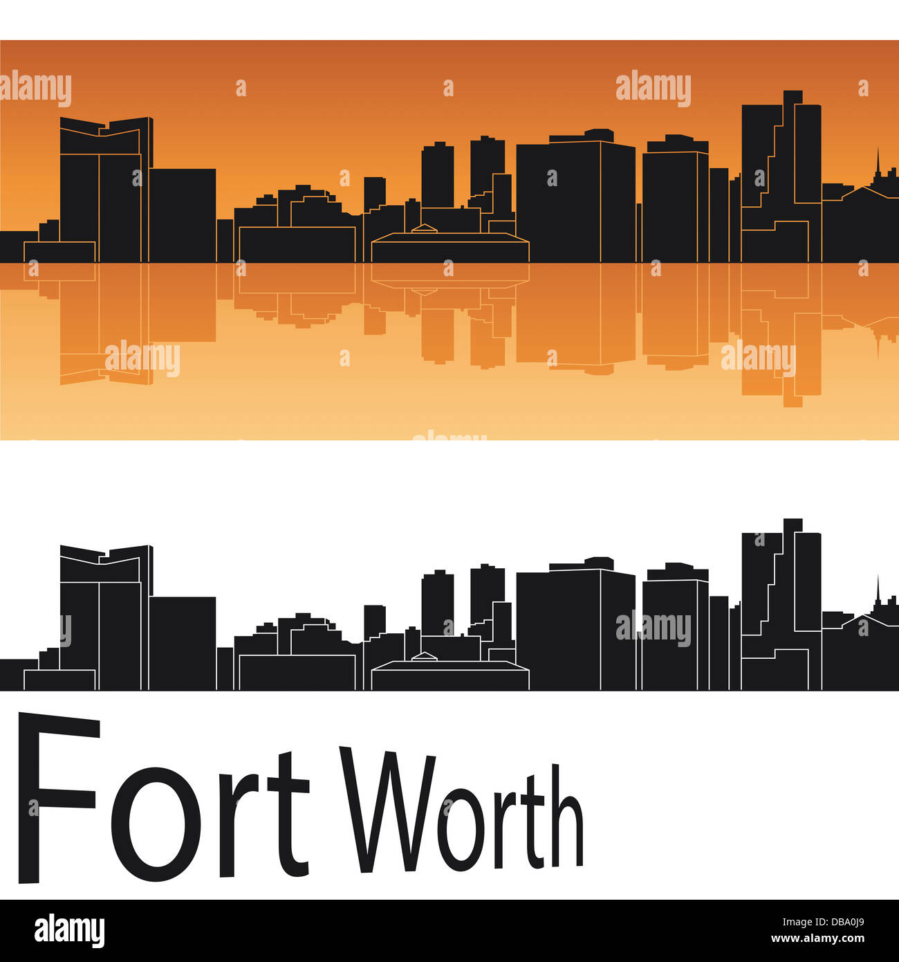 Fort Worth skyline in orange background Stock Photo - Alamy