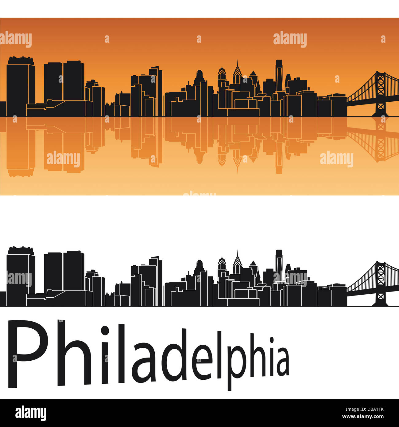Philadelphia skyline in orange background Stock Photo - Alamy