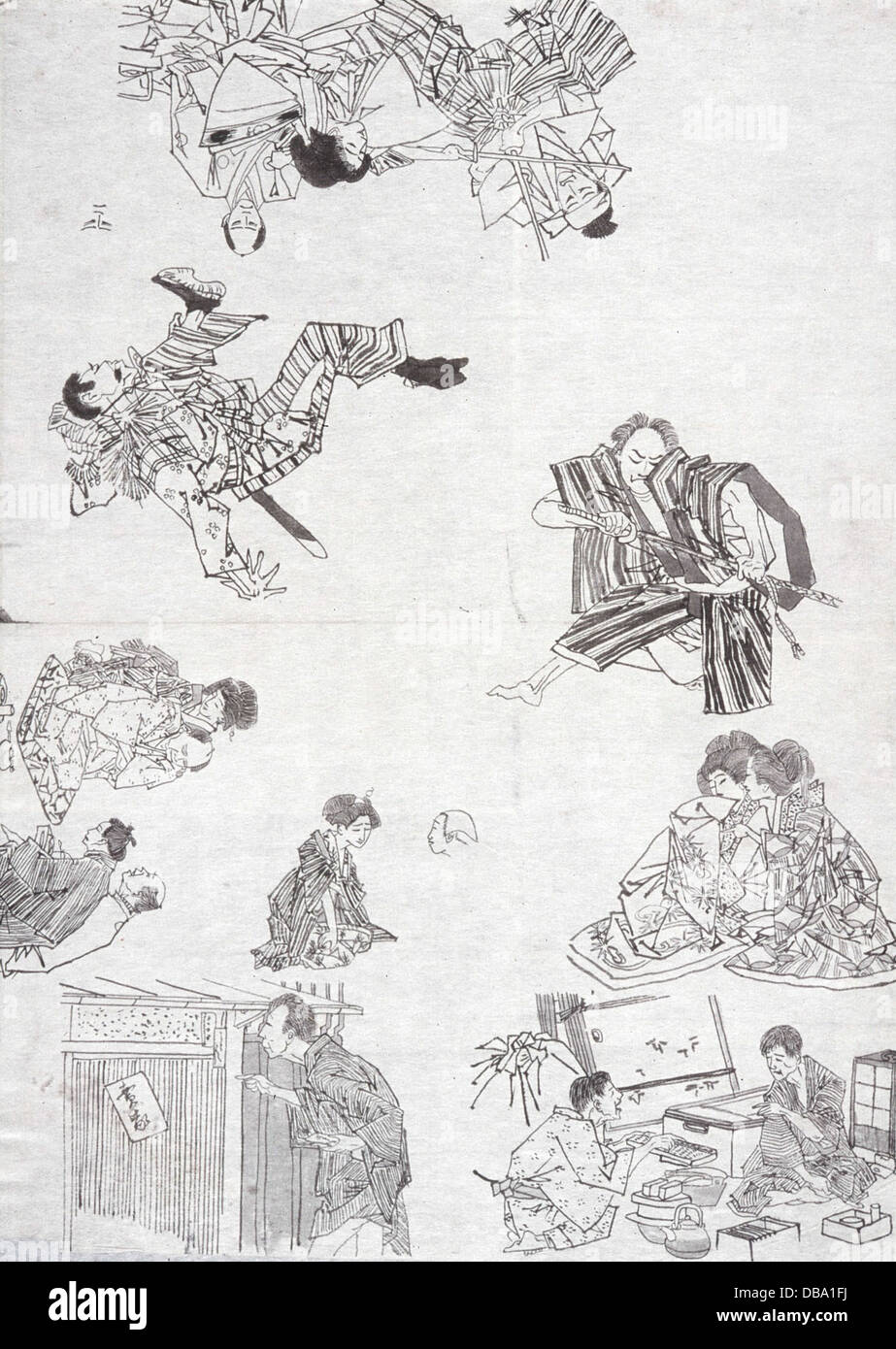 These preparatory drawings illustrate scenes from melodramas, providing ...