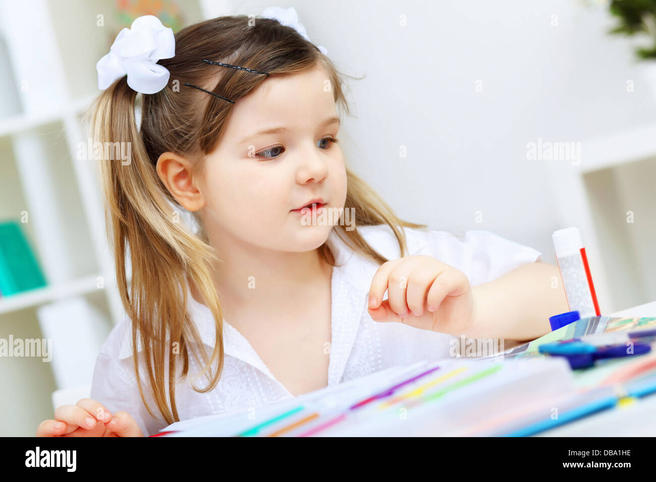 Little girl studying Stock Photo - Alamy