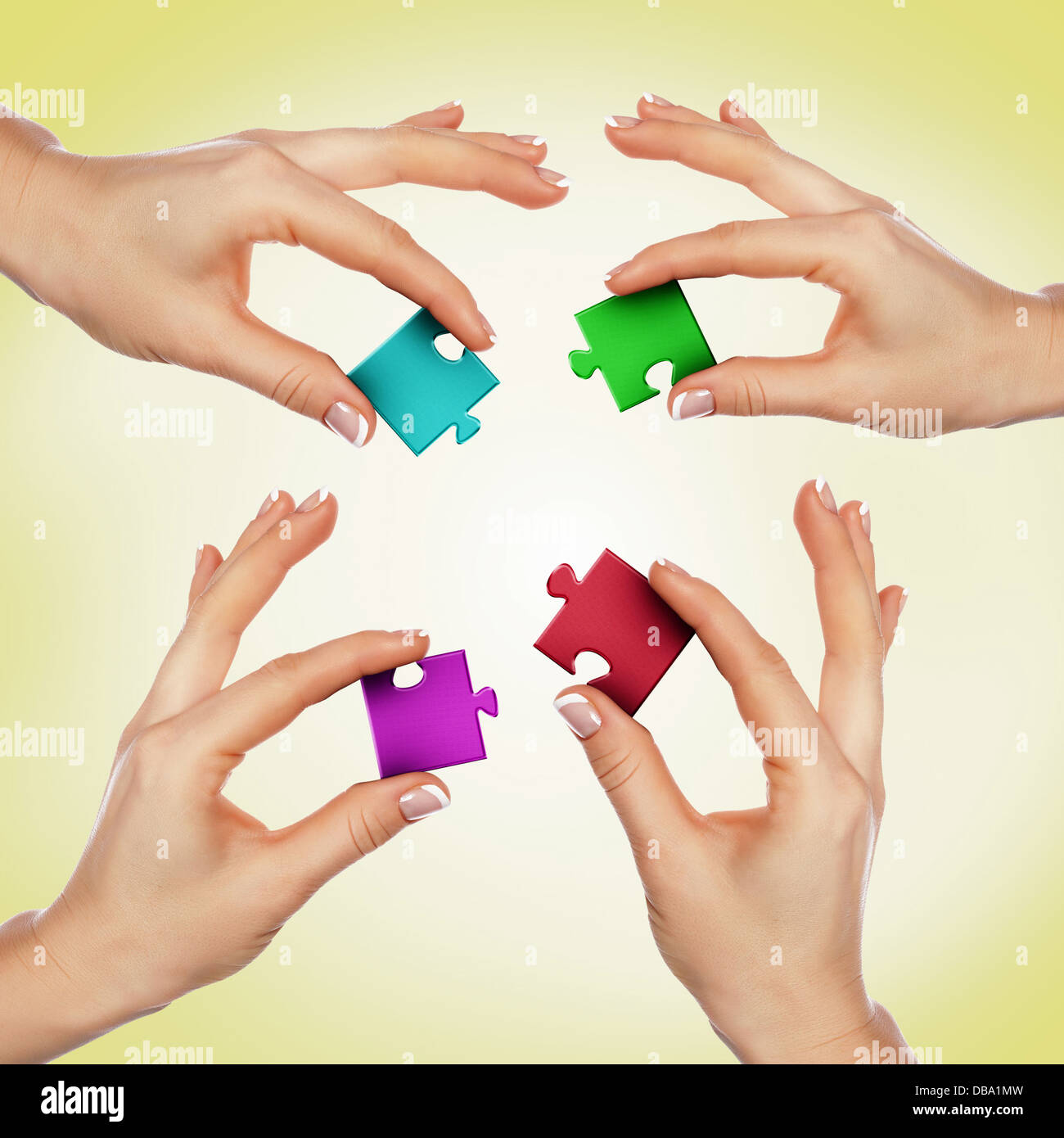 Puzzle pieces and human hand Stock Photo - Alamy