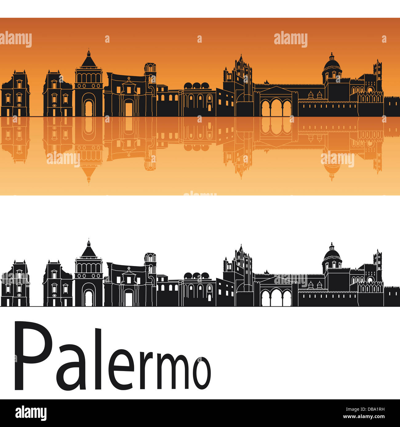 Palermo skyline in orange background Stock Photo - Alamy