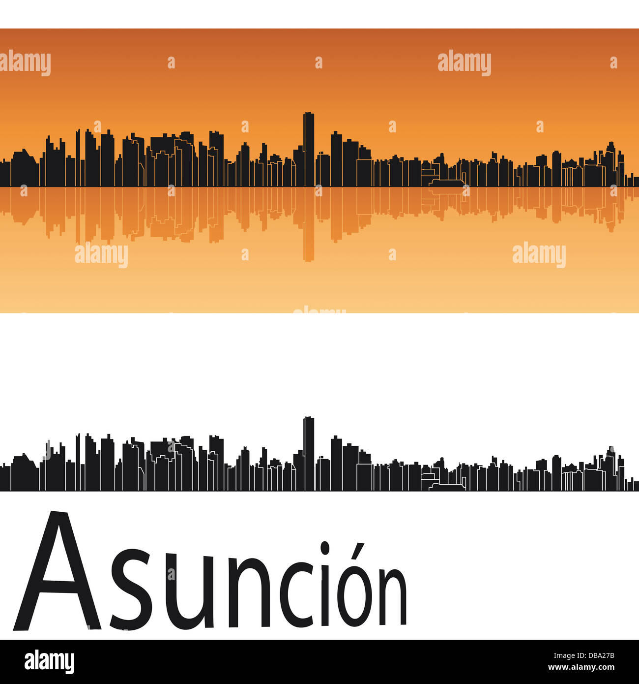 Asunción skyline in orange background Stock Photo - Alamy