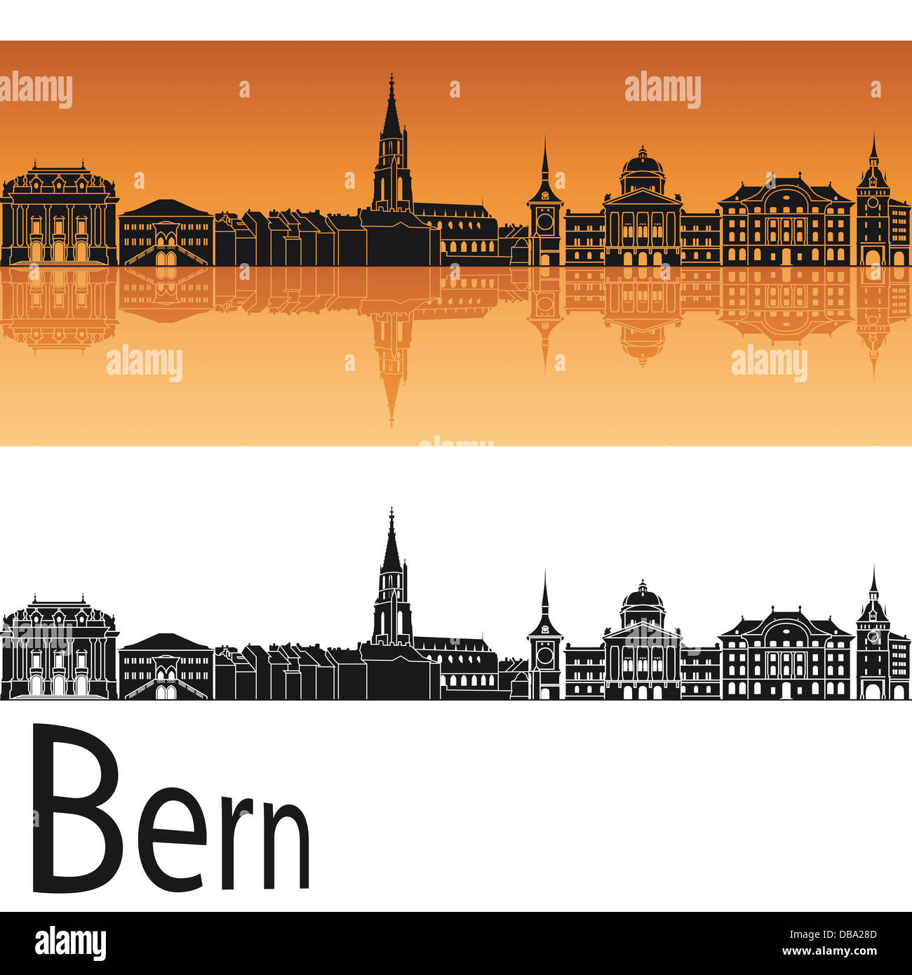 Bern skyline in orange background Stock Photo - Alamy