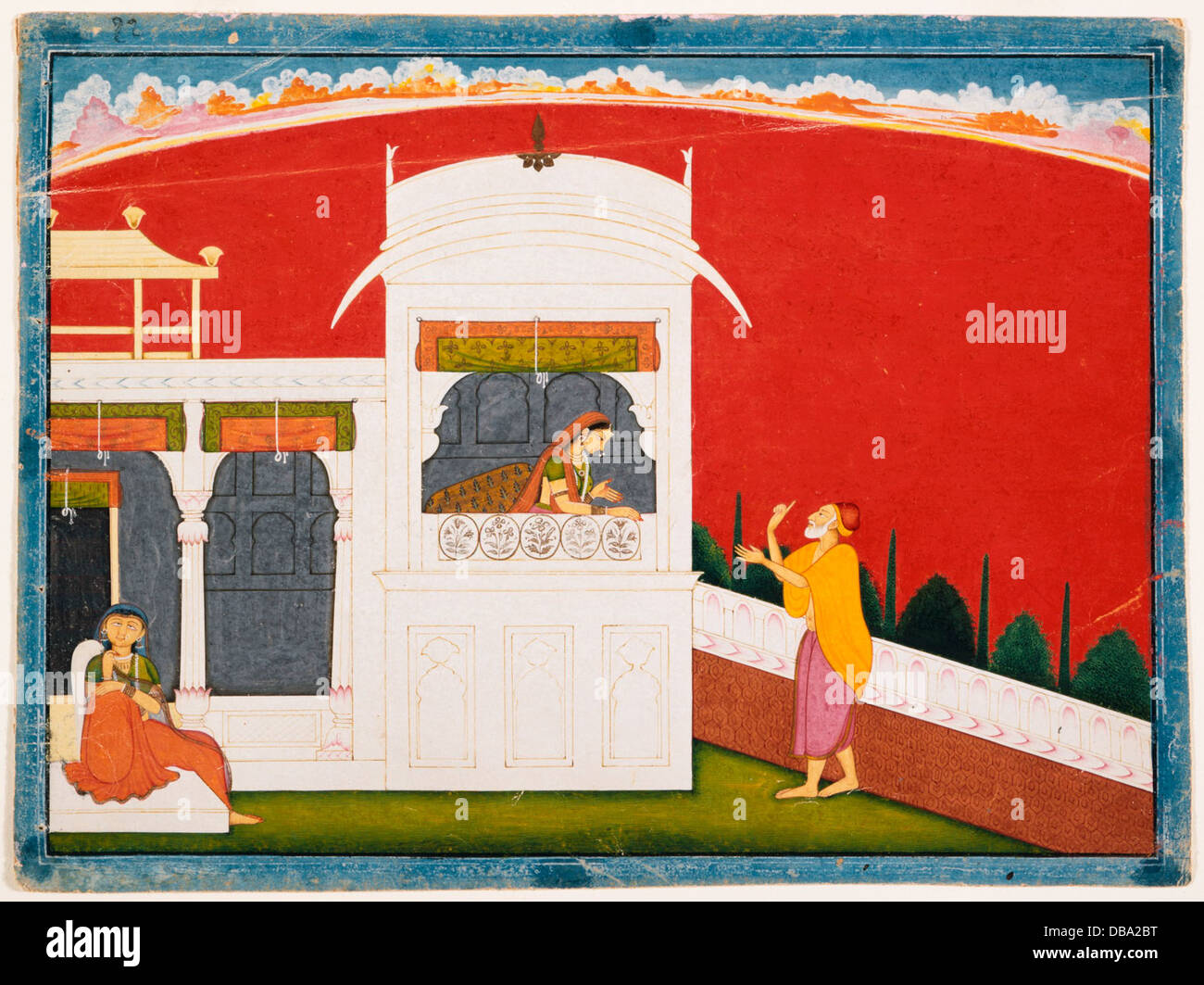 This folio depicts Princess Rukmini receiving Krishna's message, part ...