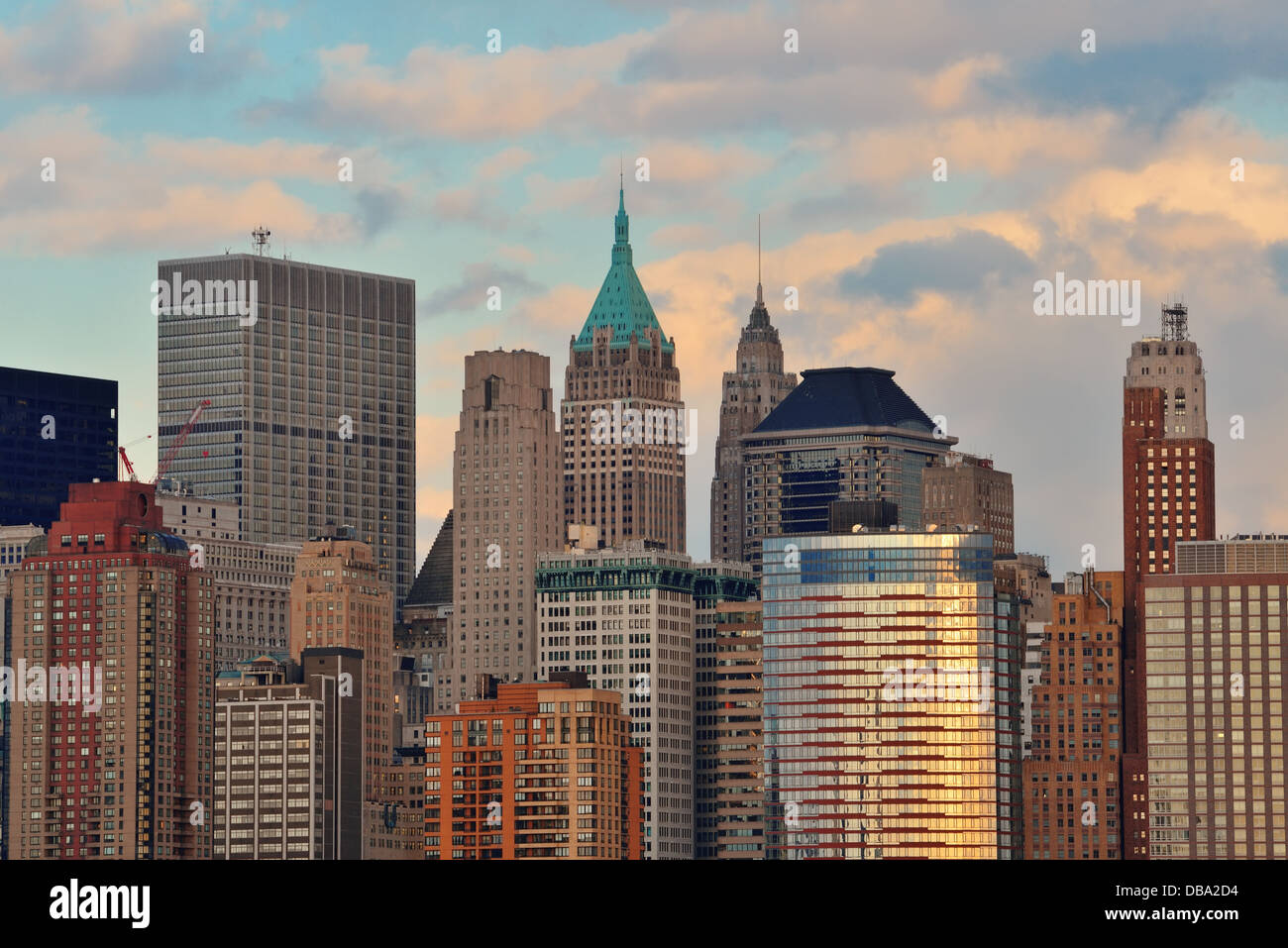 Downtown Manhattan skyline at sunset in New York City Stock Photo - Alamy
