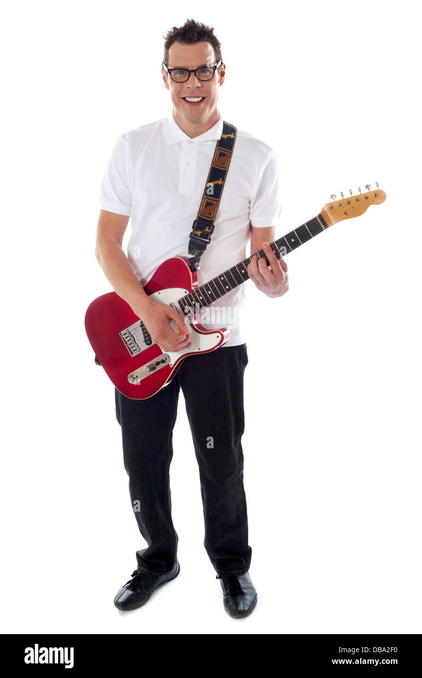 Young man holding bass Cut Out Stock Images & Pictures - Alamy
