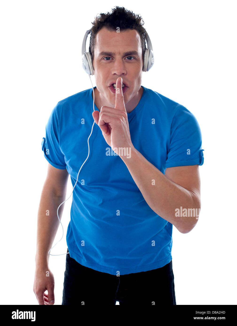 Enjoy music silently Stock Photo - Alamy