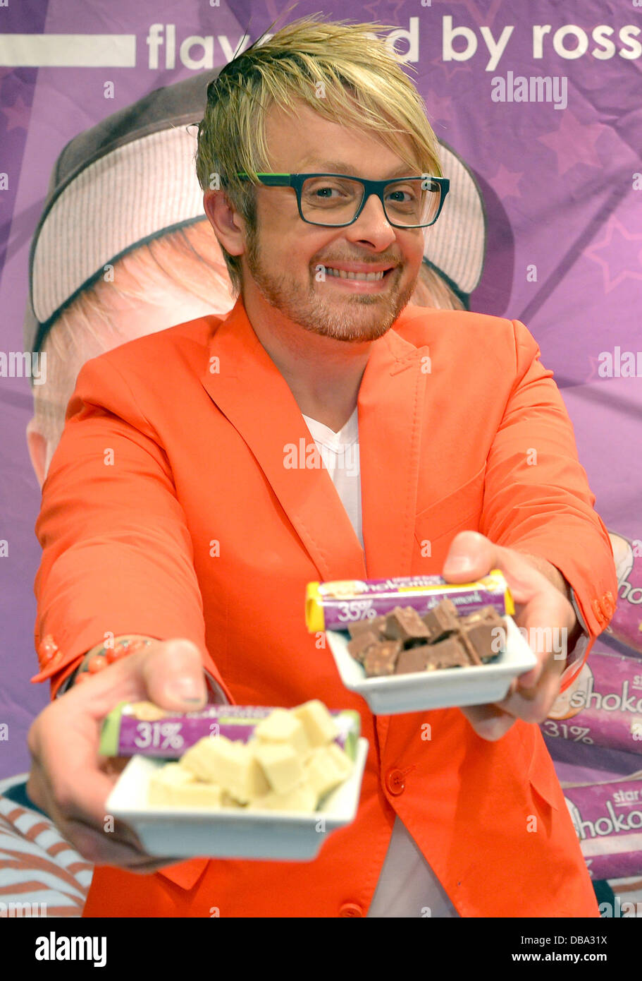 British singer Ross Antony advertizes for chocolate bars in Berlin ...