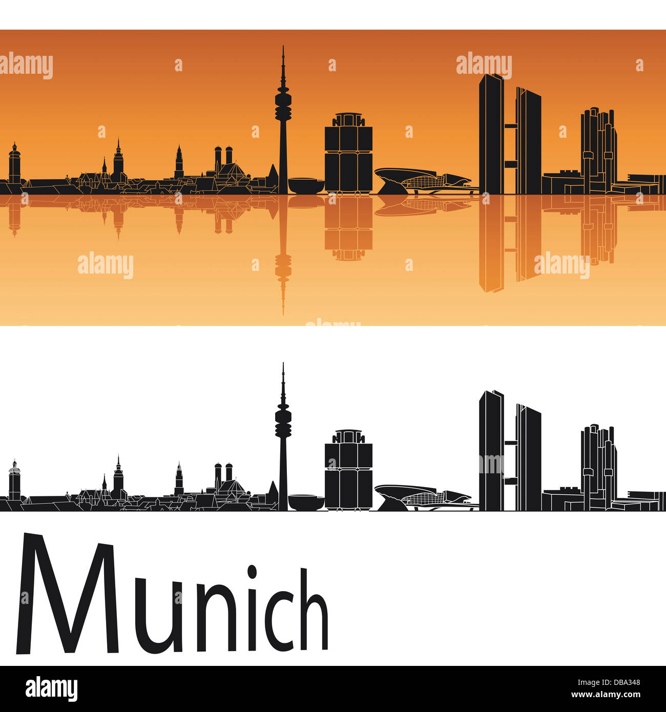 Munich skyline in orange background Stock Photo - Alamy