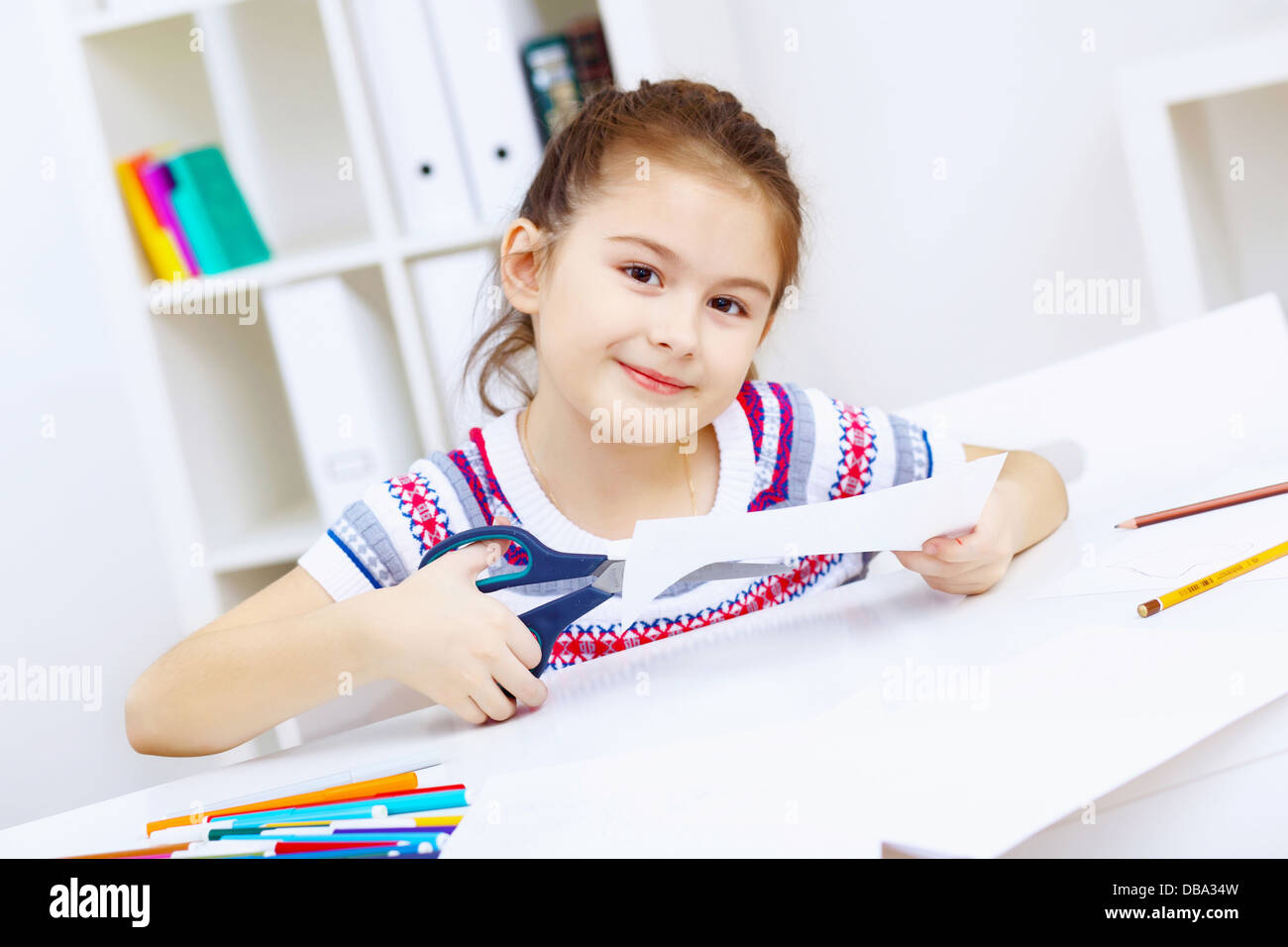 Little girl and study Stock Photo - Alamy