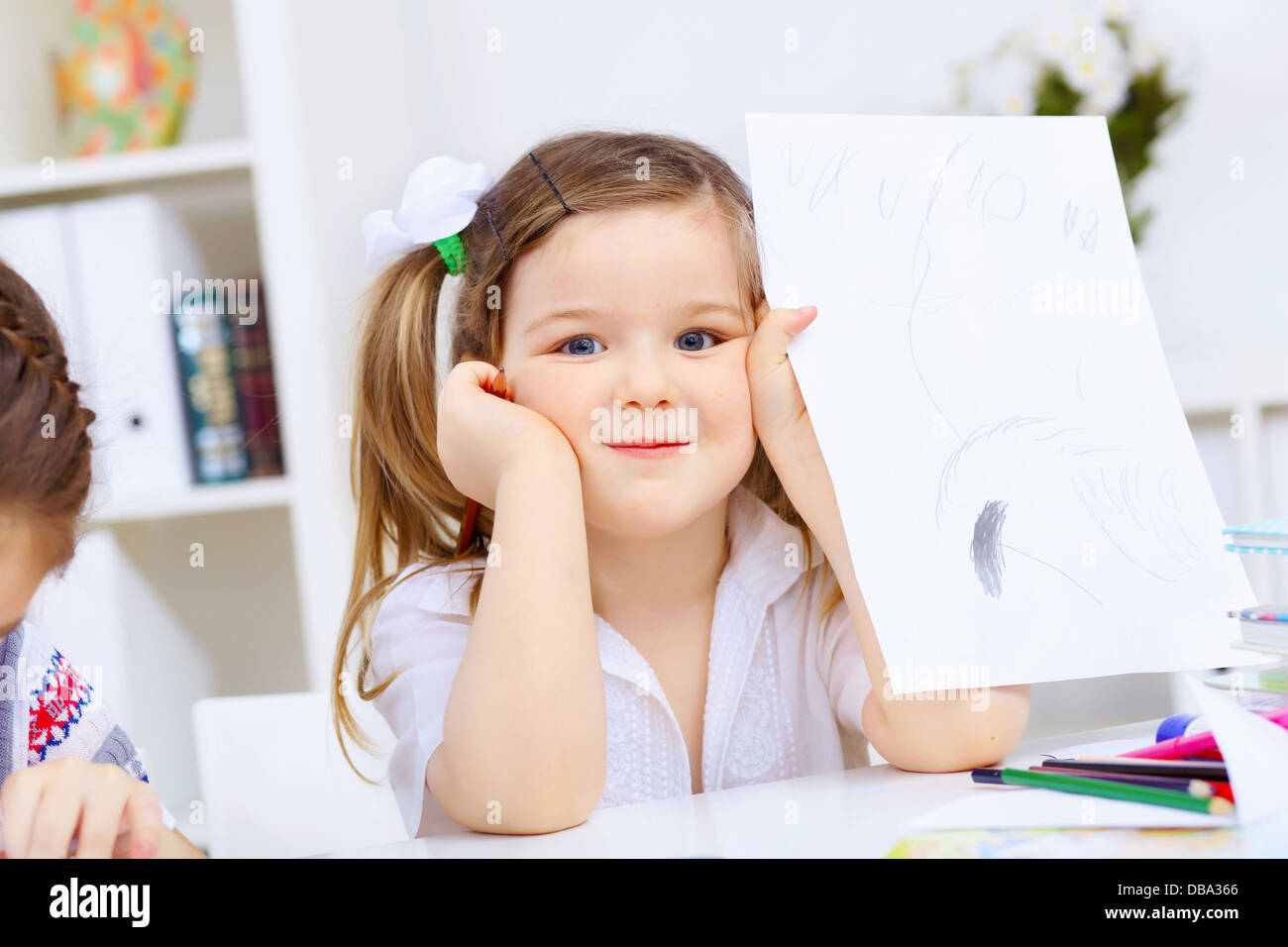 Little girl and study Stock Photo - Alamy