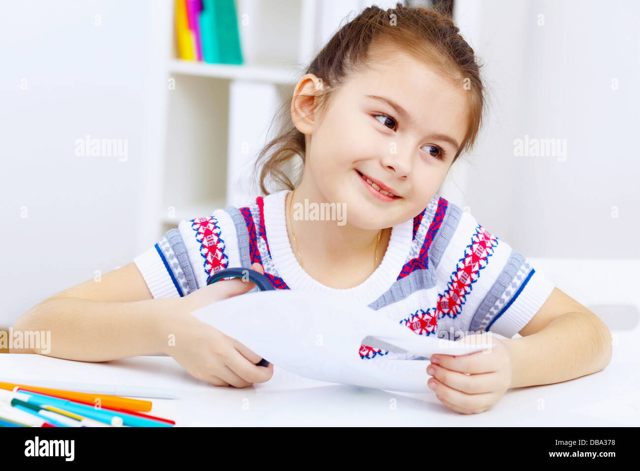Little girl and study Stock Photo - Alamy