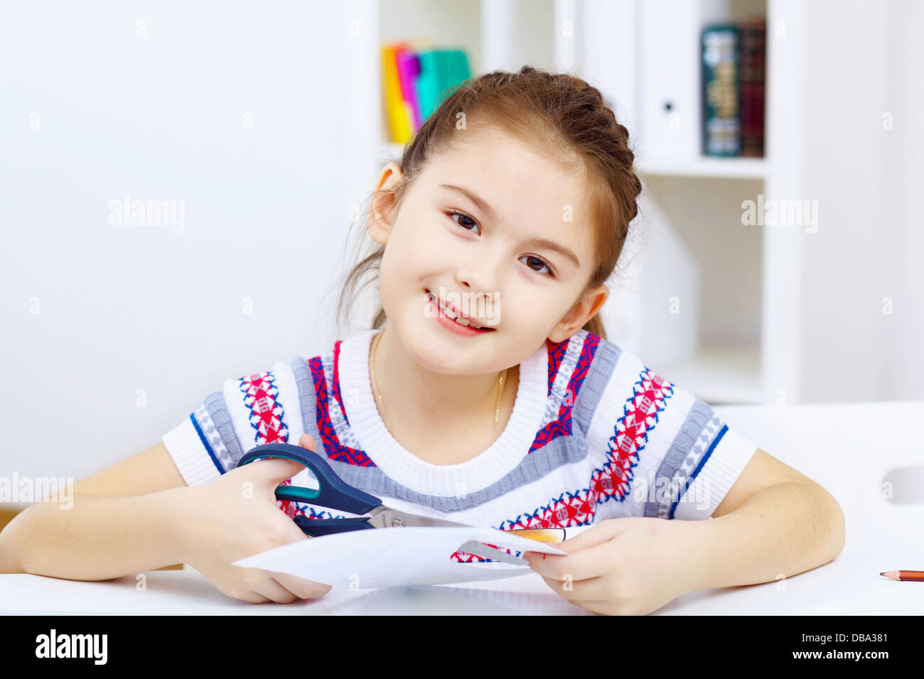 Little girl and study Stock Photo - Alamy