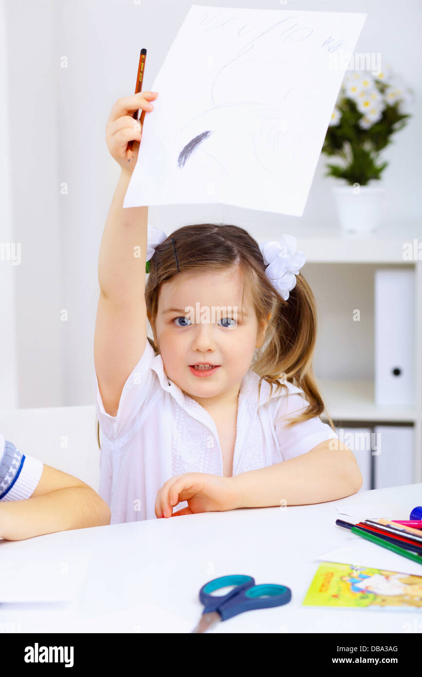 Little girl and study Stock Photo - Alamy