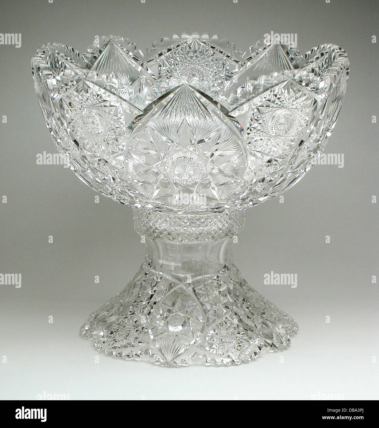 A decorative punch bowl on a stand displayed at LACMA, part of the ...