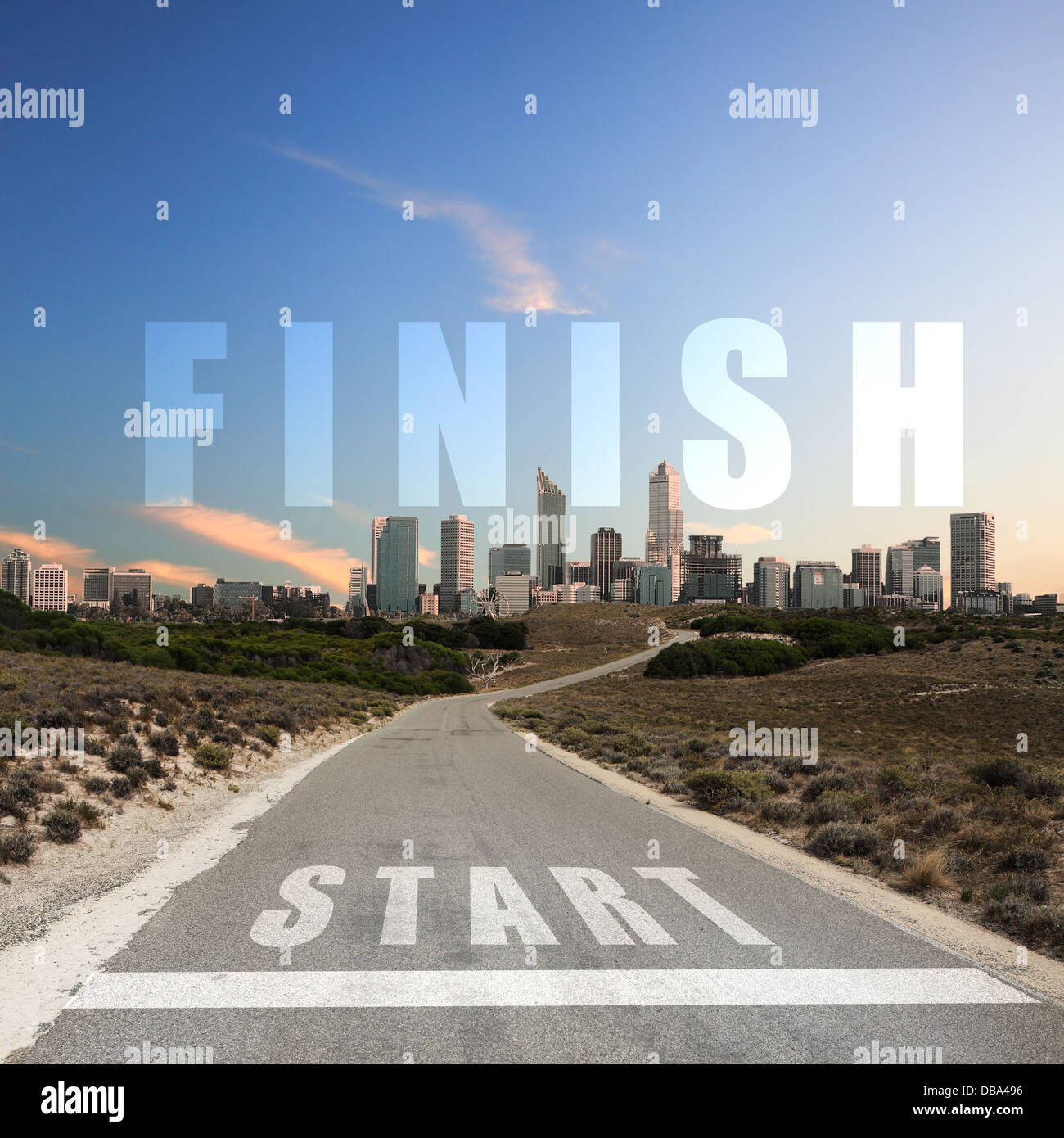 Road leading to finish Stock Photo - Alamy