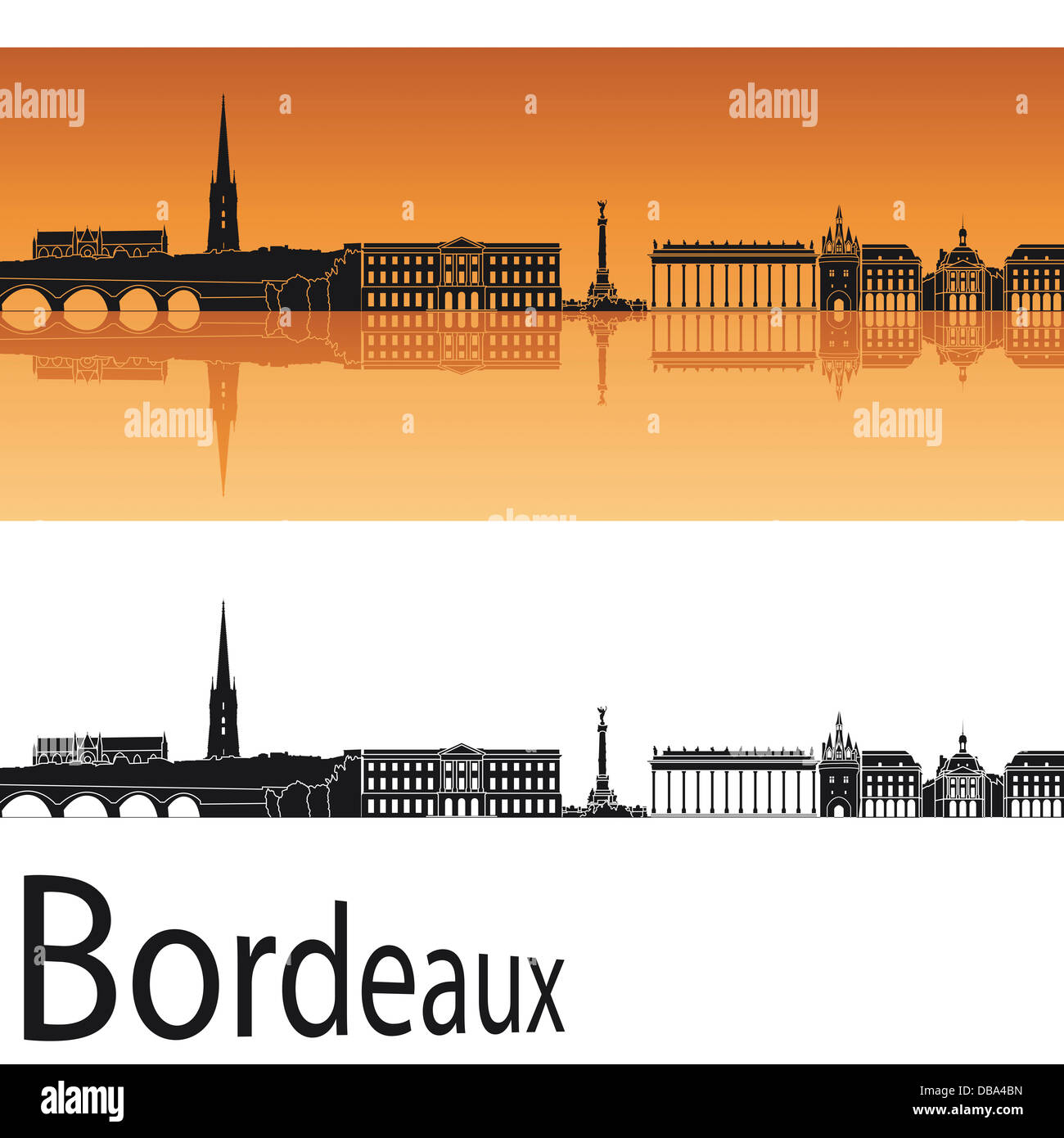 Bordeaux skyline in orange background Stock Photo - Alamy