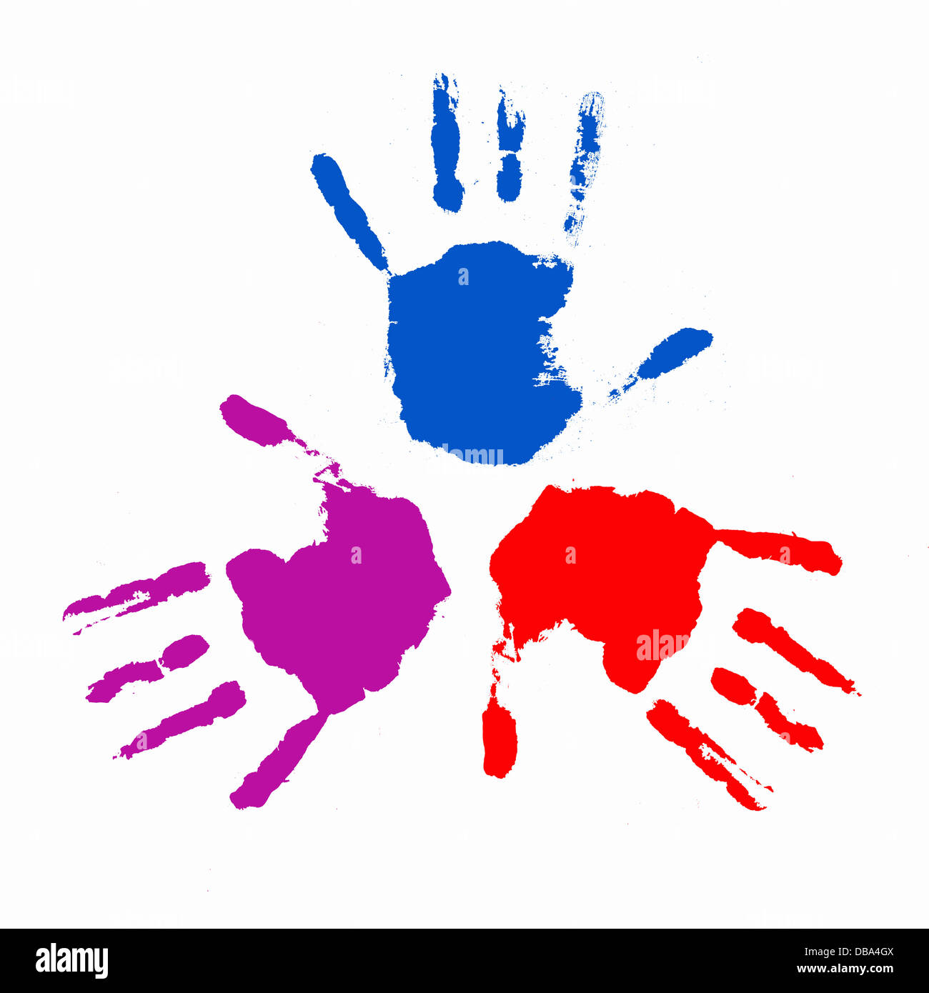 Colourful prints of human hands Stock Photo - Alamy