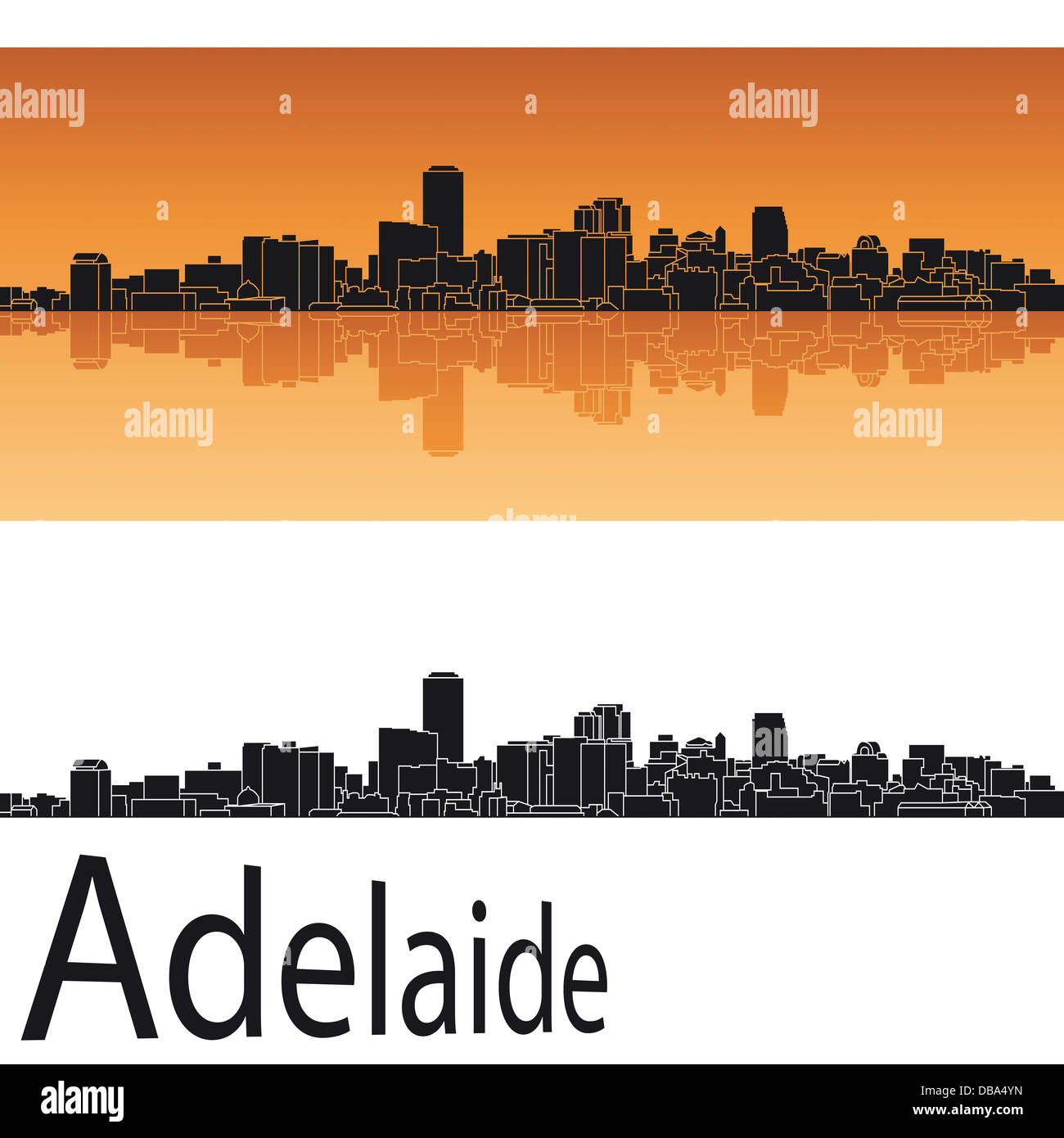 Adelaide skyline in orange background Stock Photo - Alamy