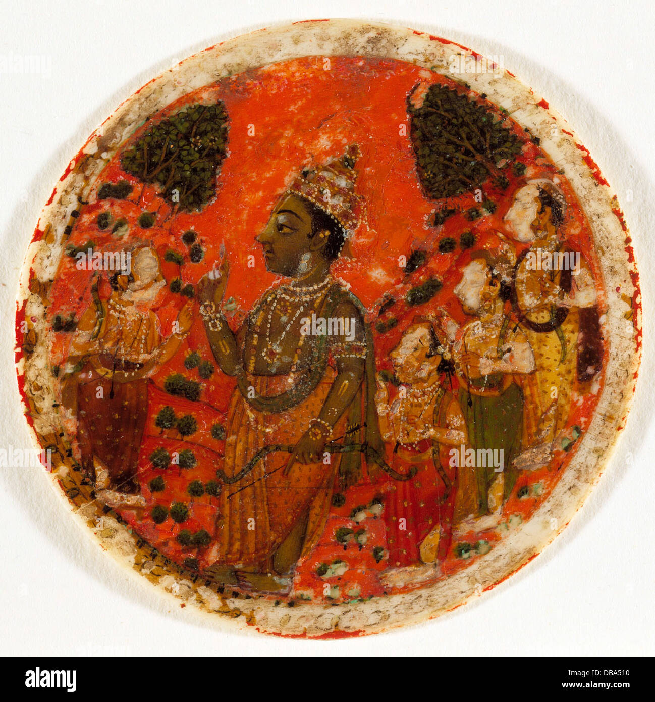 This playing card features Rama and four warriors from the Dashavatara ...