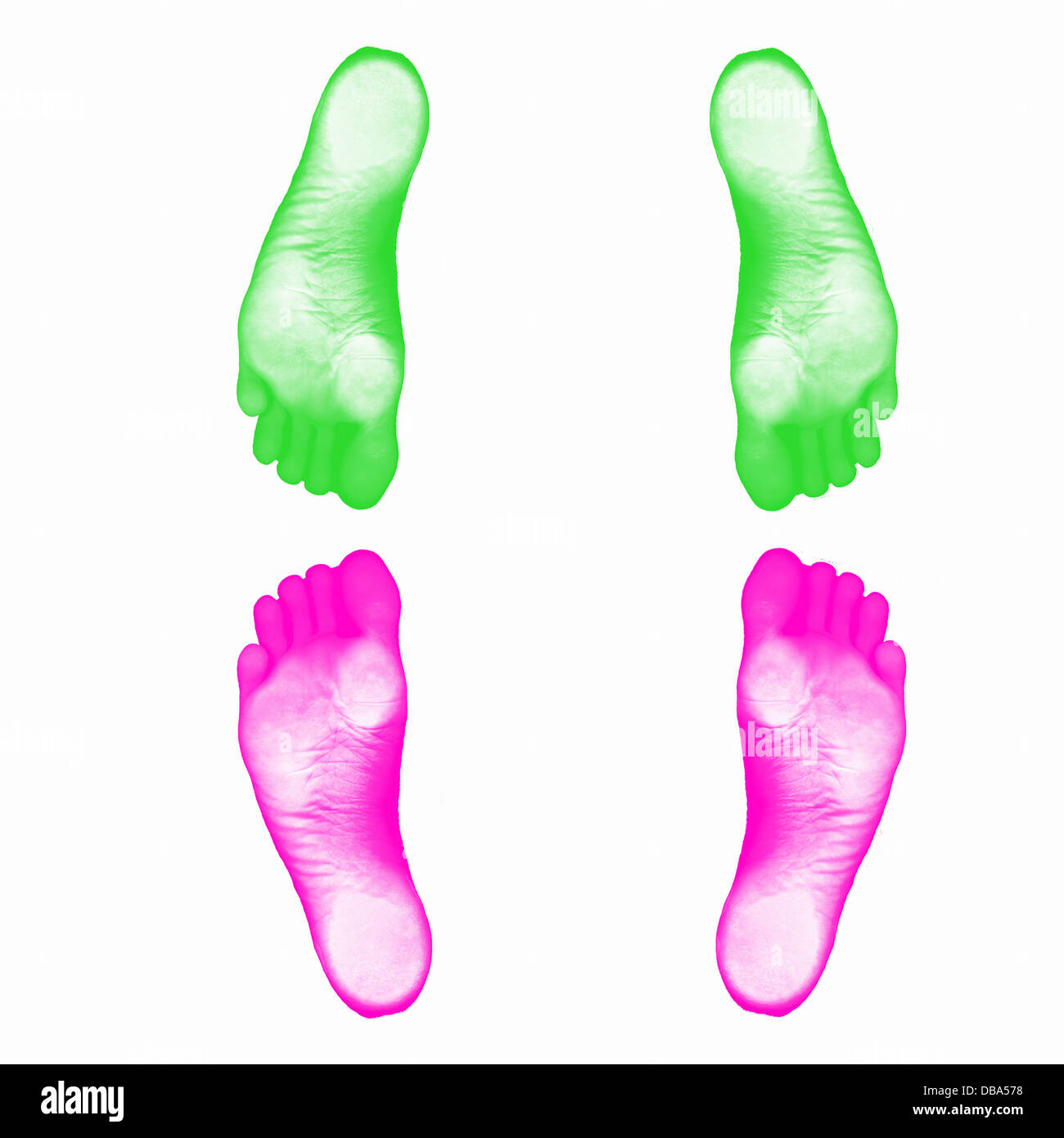 Prints of human feet Stock Photo - Alamy