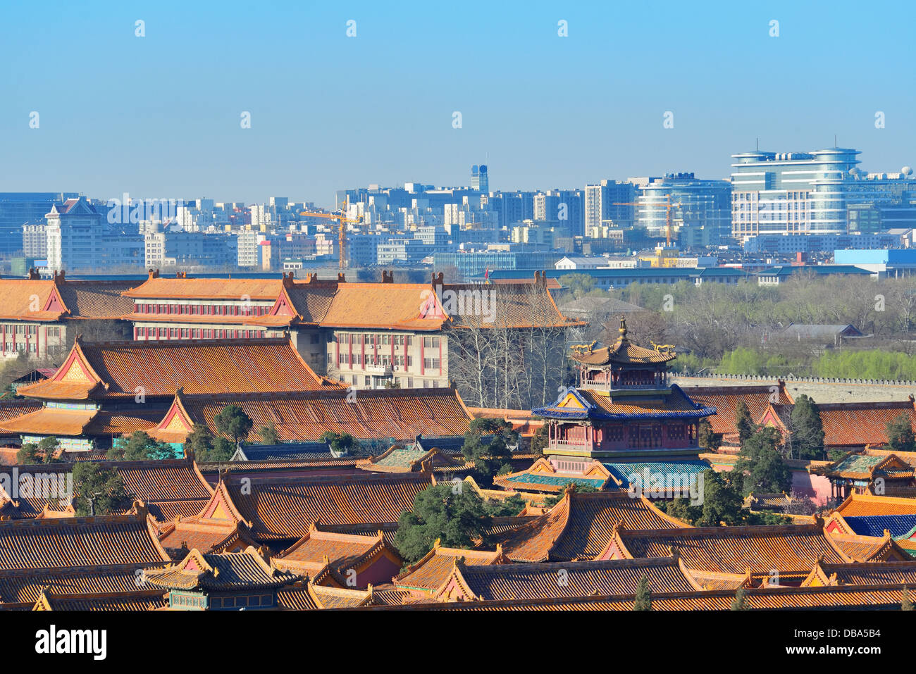 Beijing architecture and city skyline in the morning with blue sky ...
