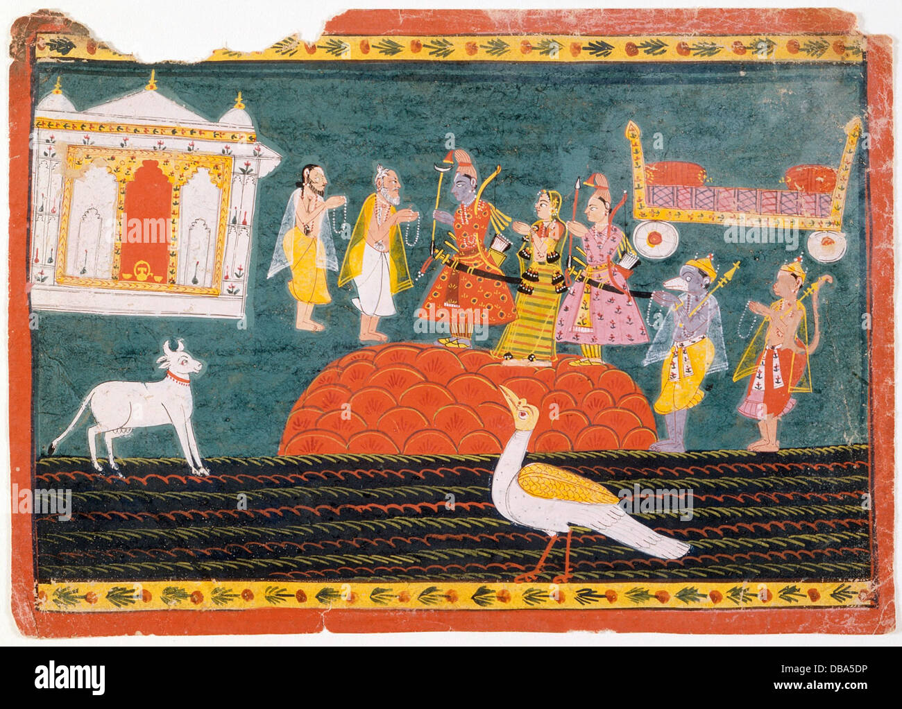 A folio from the Ramayana depicts the moment Rama visits the hermitage ...