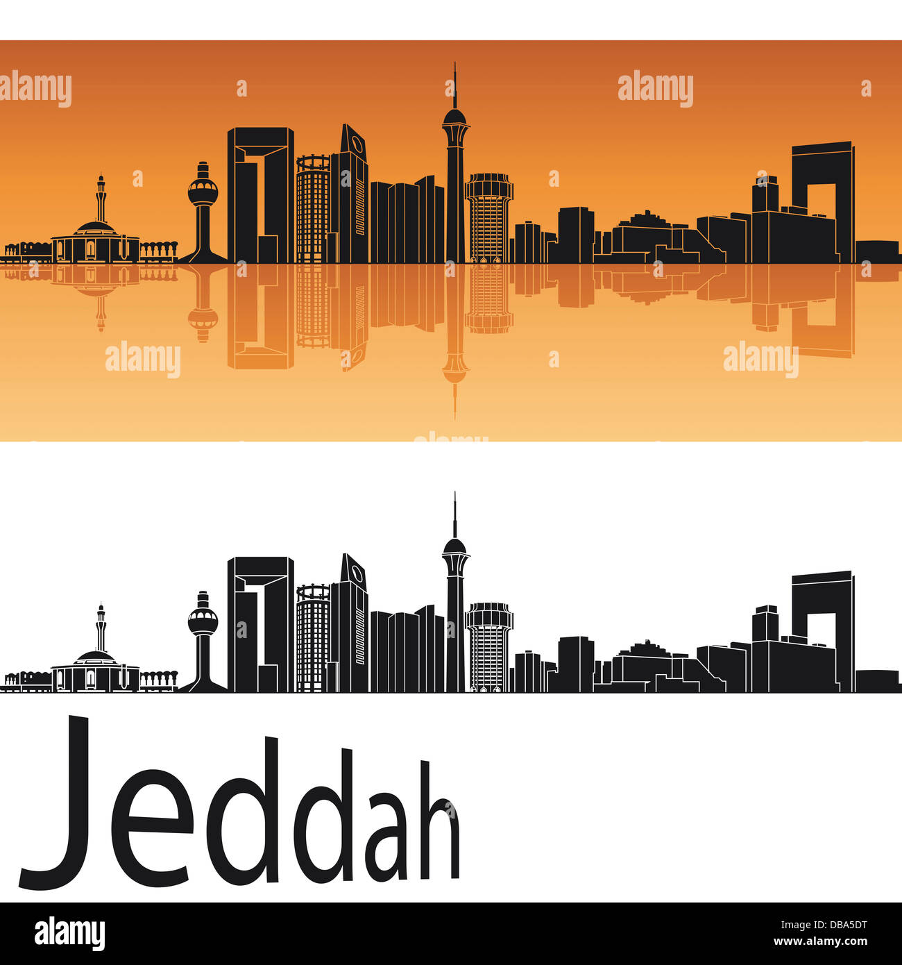Jeddah skyline in orange background Stock Photo - Alamy