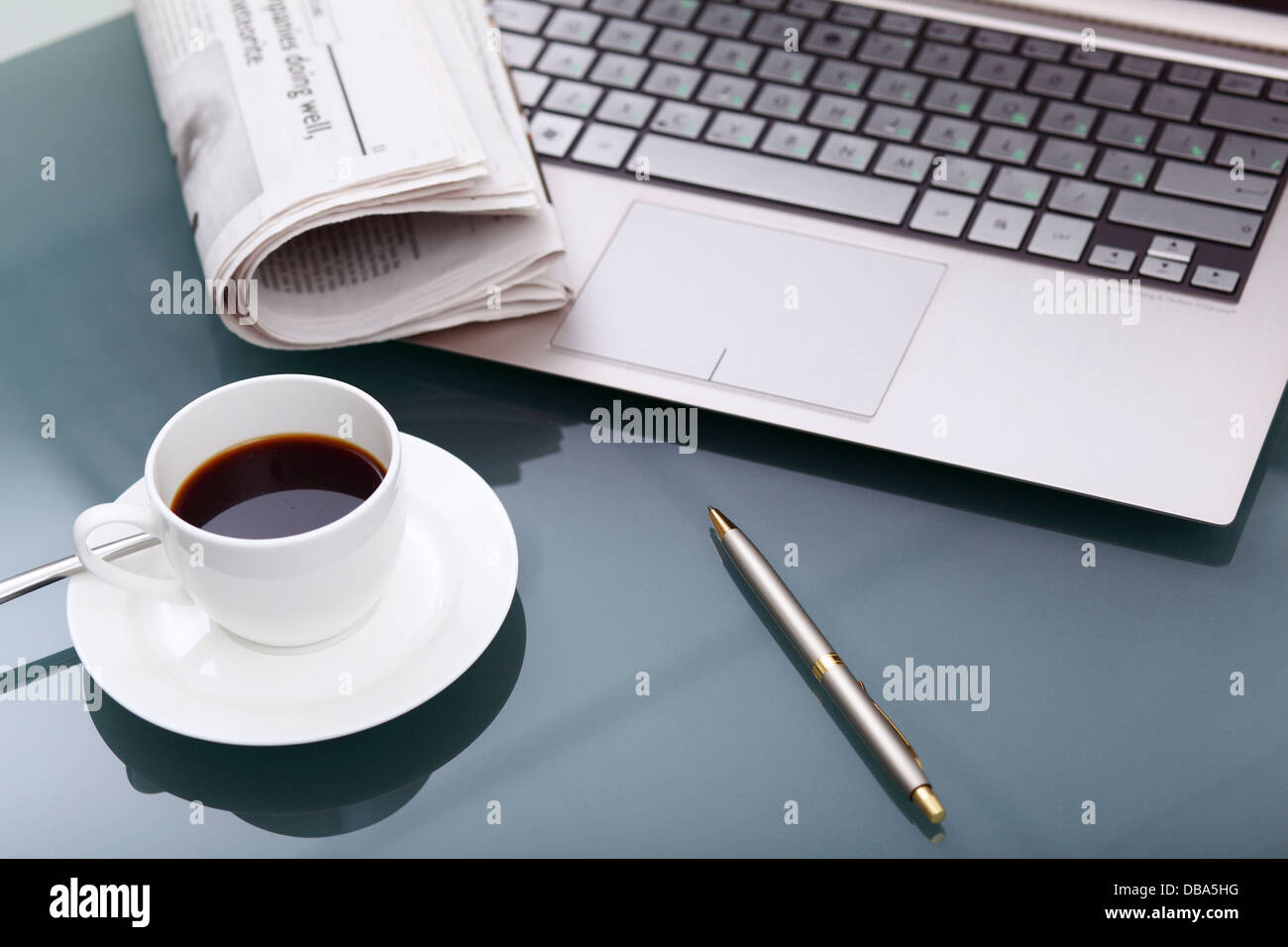 Business breakfast at workplace Stock Photo - Alamy
