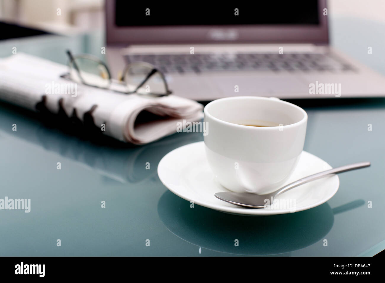 Business breakfast at workplace Stock Photo - Alamy
