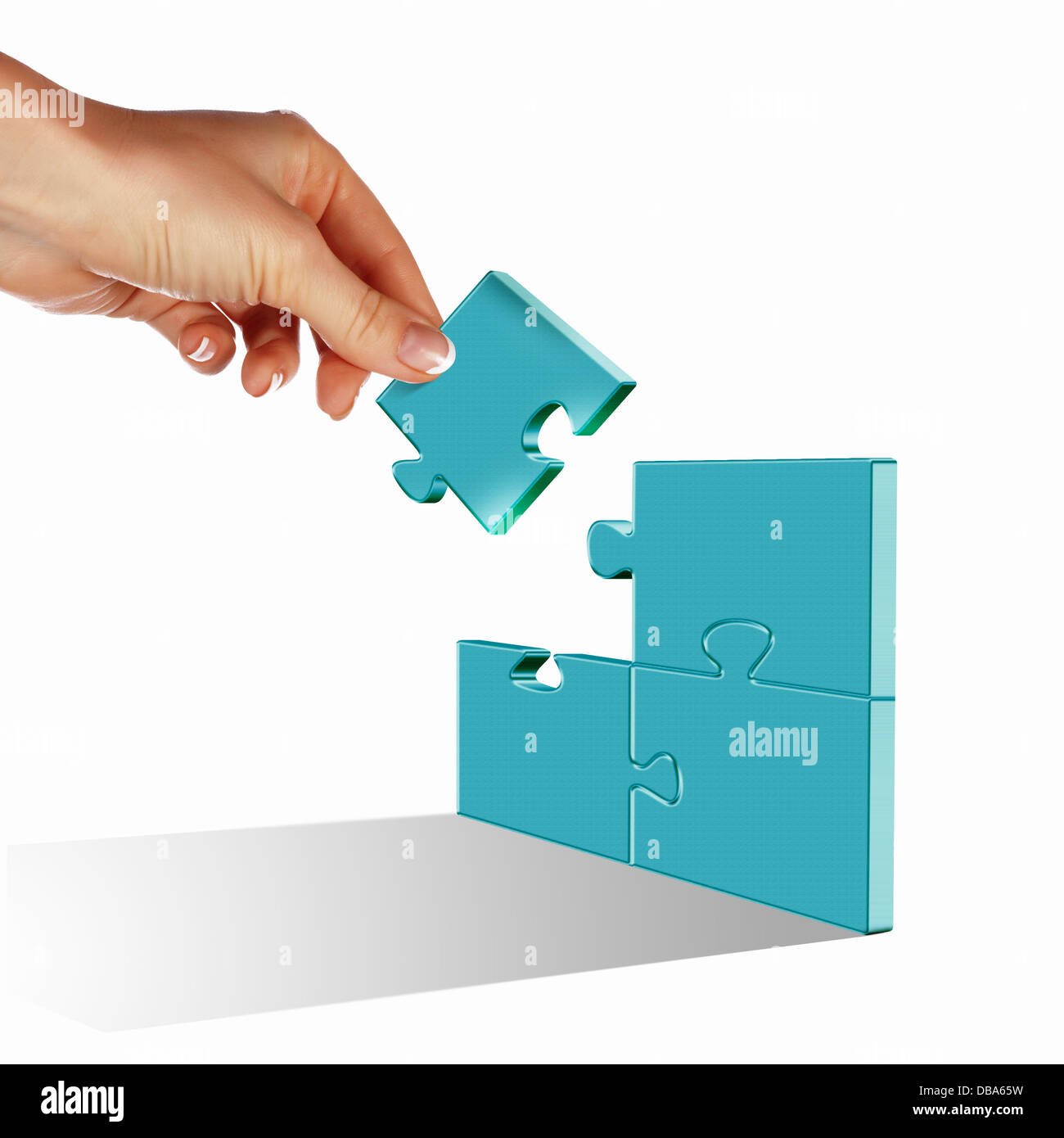 Puzzle pieces and human hand Stock Photo - Alamy