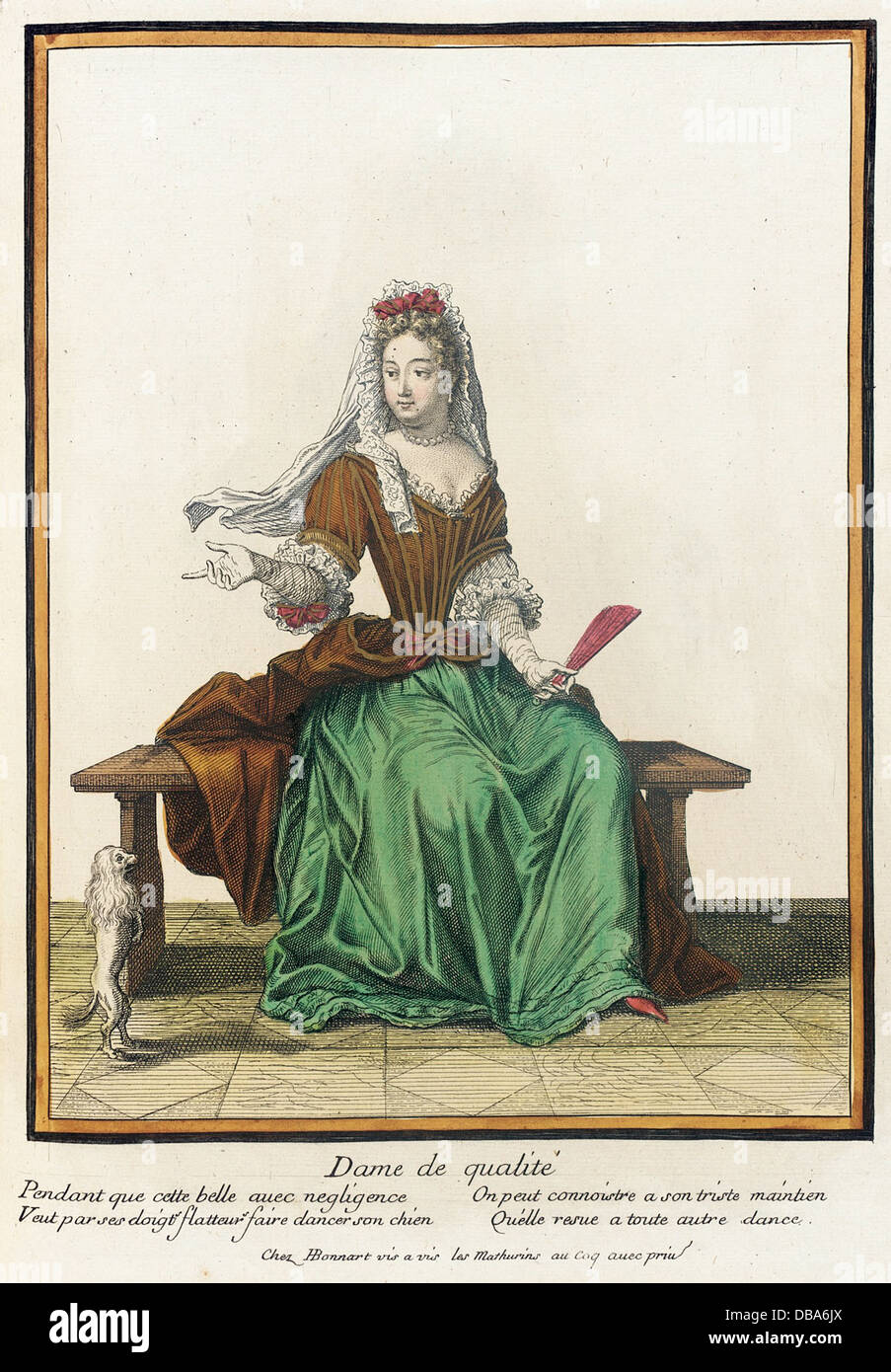This fashion plate illustrates a French noblewoman from the 18th ...