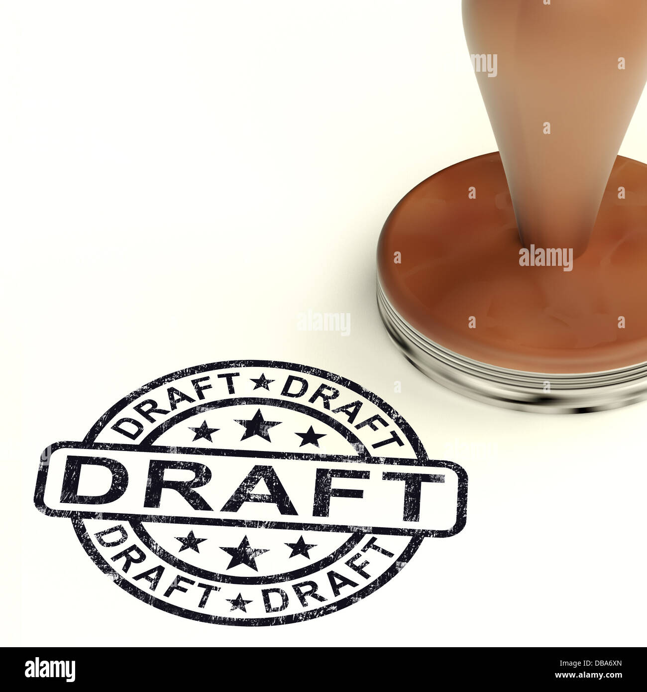 Draft Stamp Shows Outline Document Or Letters Stock Photo - Alamy