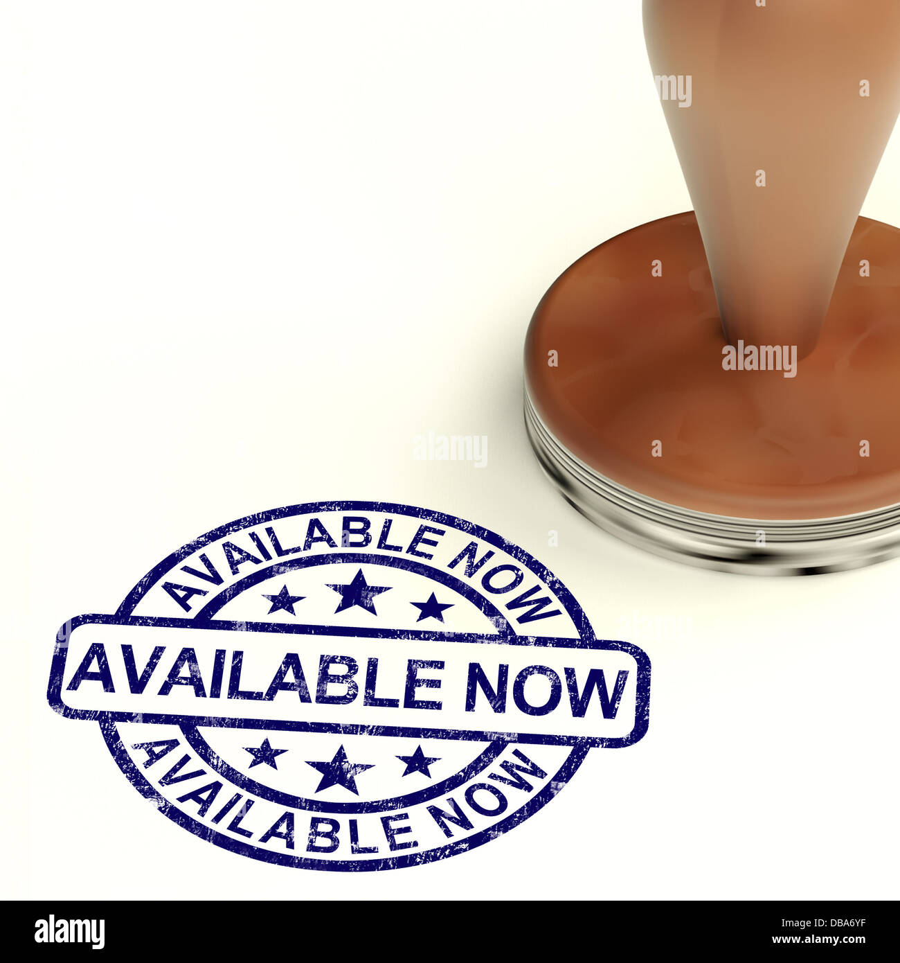 Available Now Stamp Showing In Stock Stock Photo - Alamy