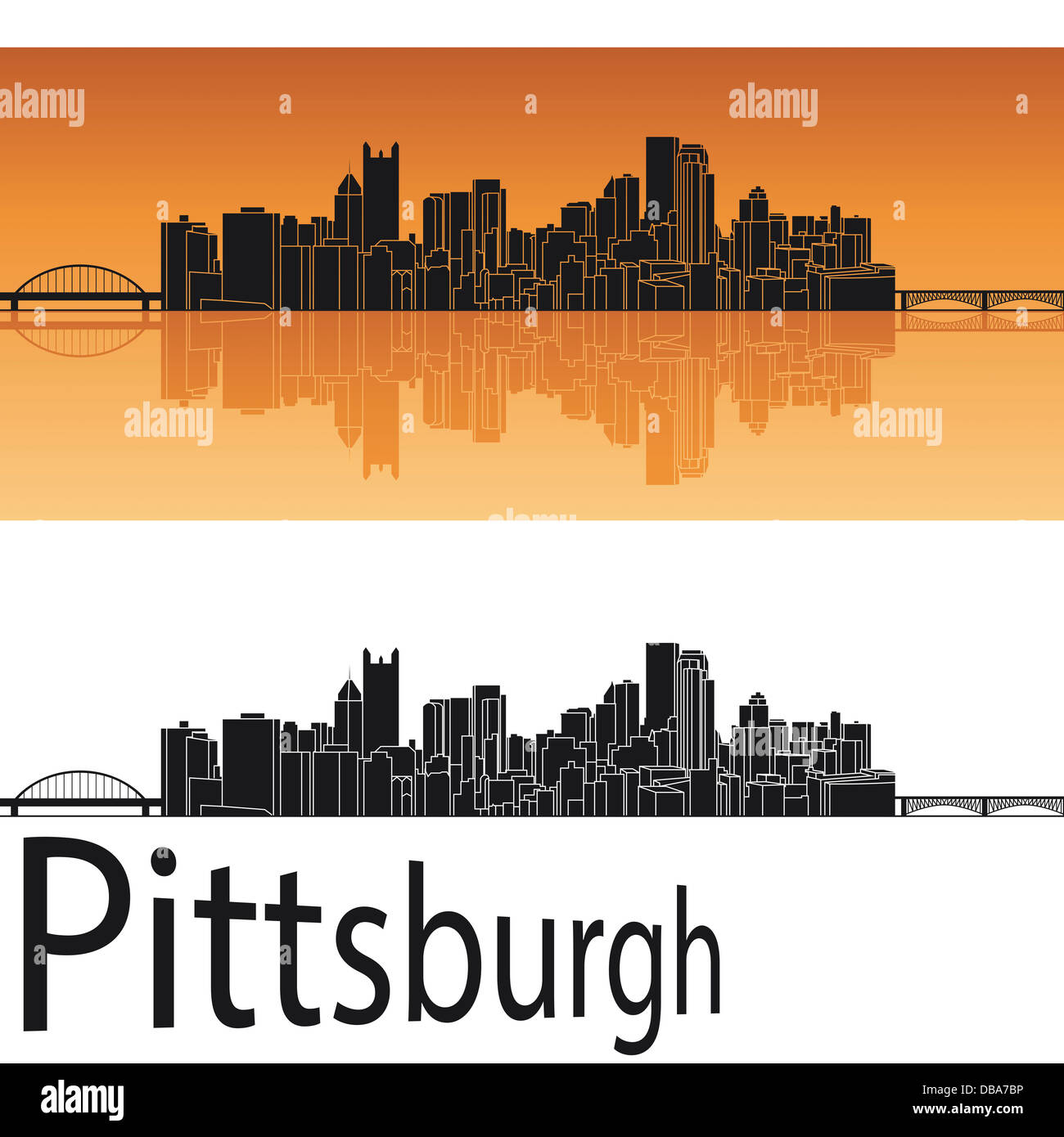 Pittsburgh skyline in orange background Stock Photo - Alamy