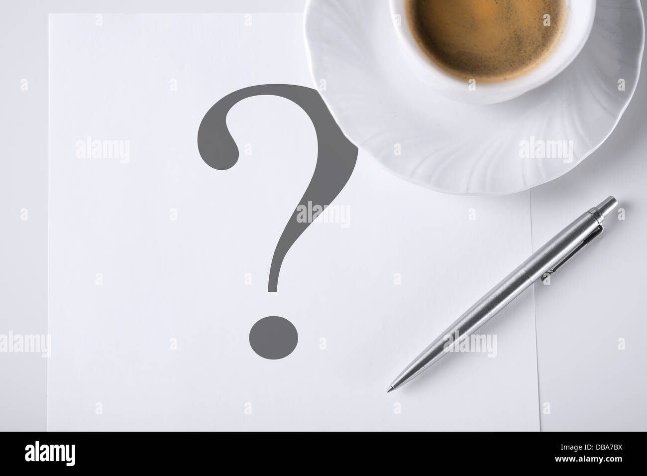 note with question mark and coffee Stock Photo - Alamy