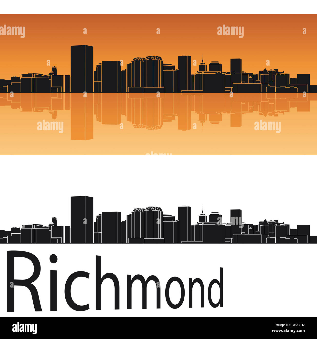 Richmond skyline in orange background Stock Photo - Alamy