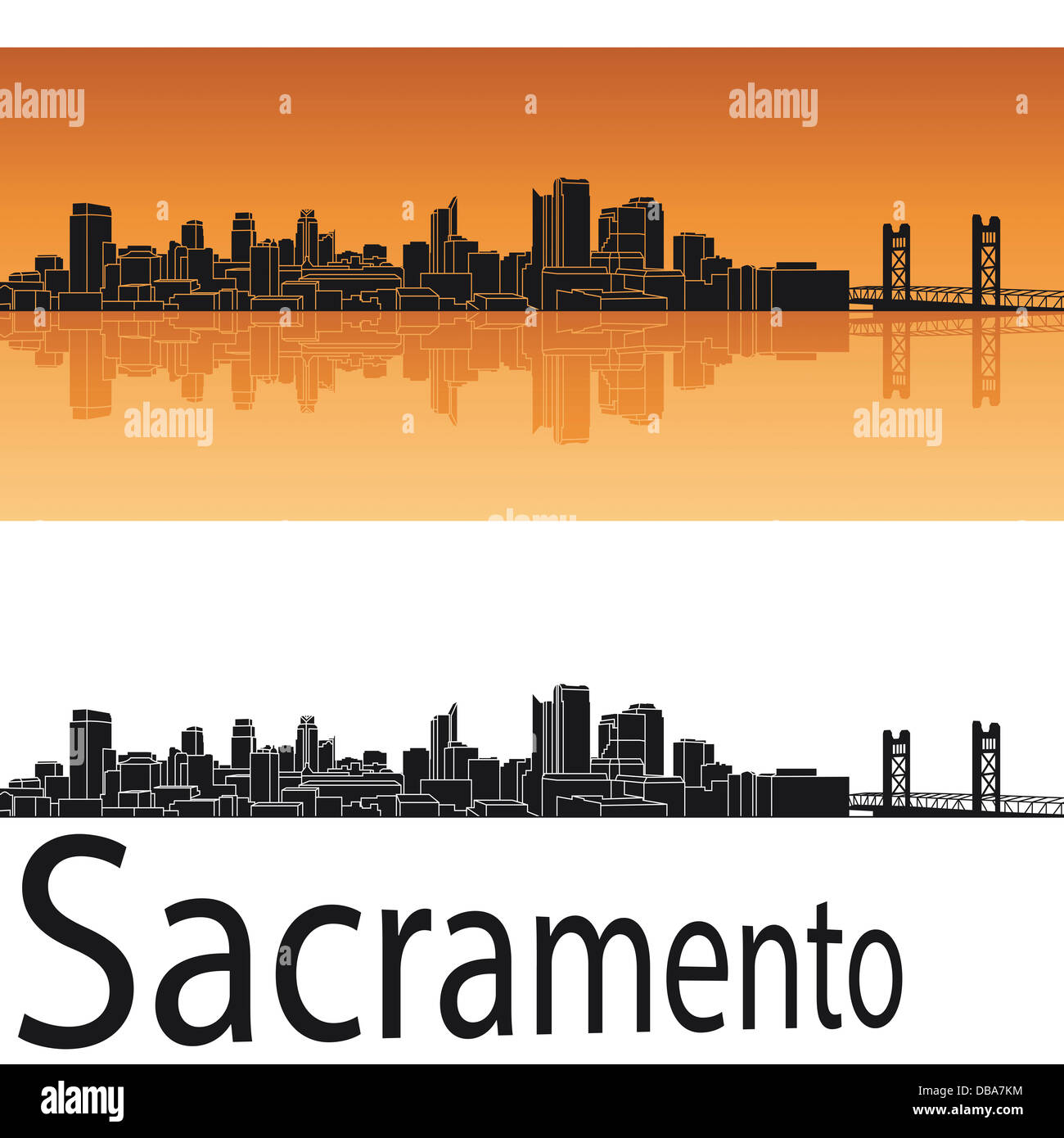 Sacramento skyline in orange background Stock Photo - Alamy