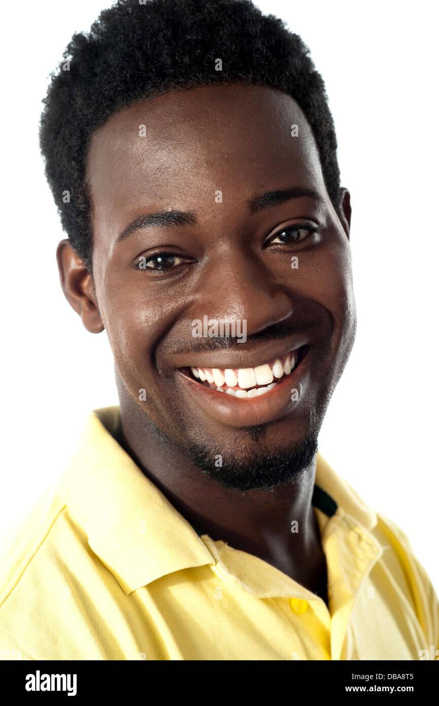 Closeup of smiling handsome african guy Stock Photo - Alamy