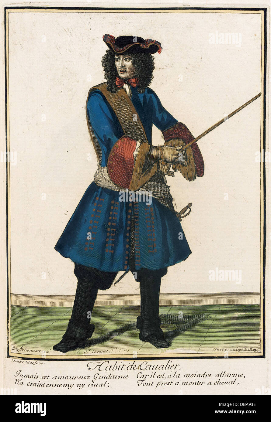 This fashion illustration from the 18th century depicts a 'Habit de ...