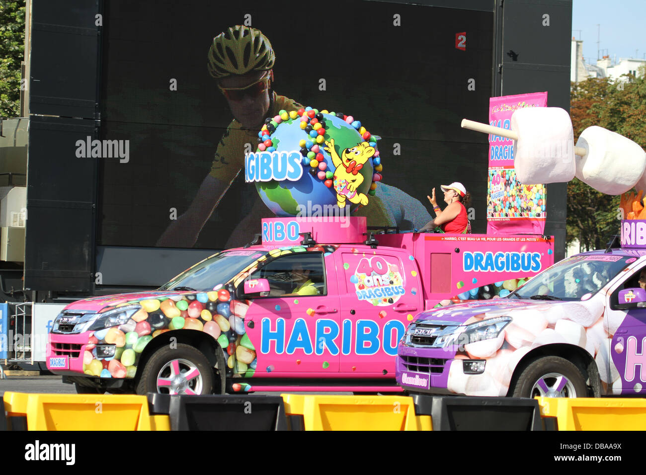 A Haribo vehicle, part of La Caravane Publicitaire, passed in front of ...
