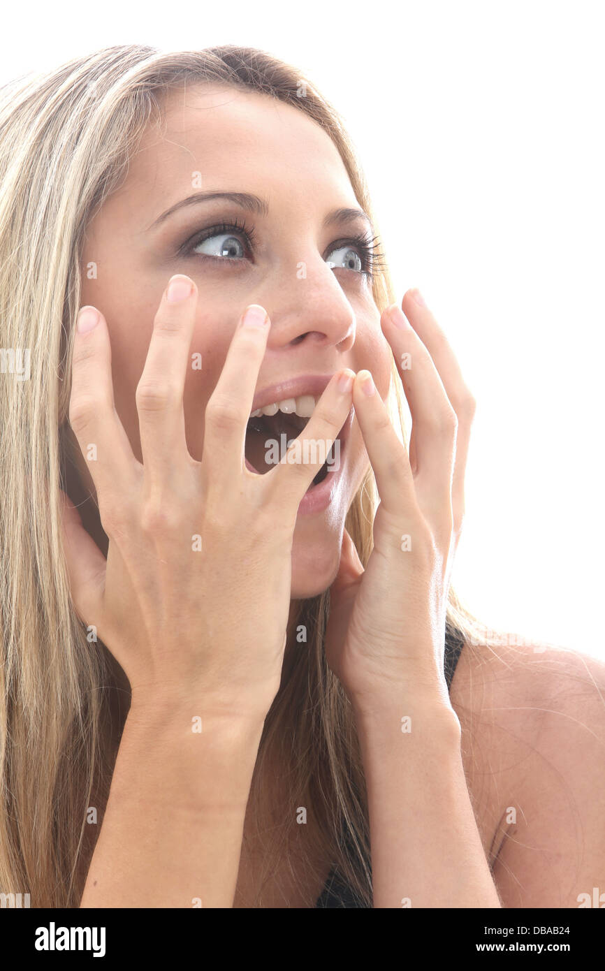 Model Released. Scared Frightened Young Woman Stock Photo - Alamy
